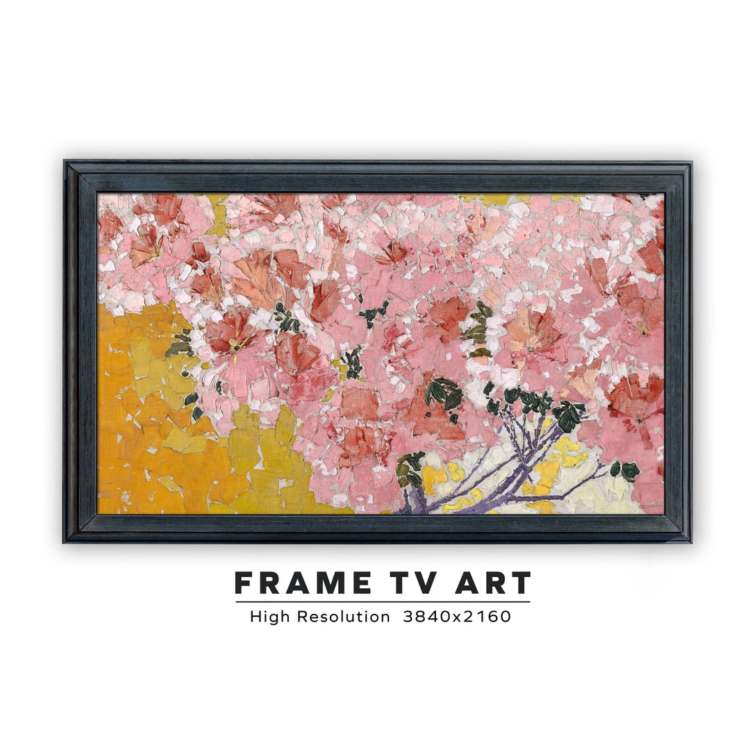 Vintage Spring Landscape Painting. Blooming Azaleas. Samsung Frame TV ...