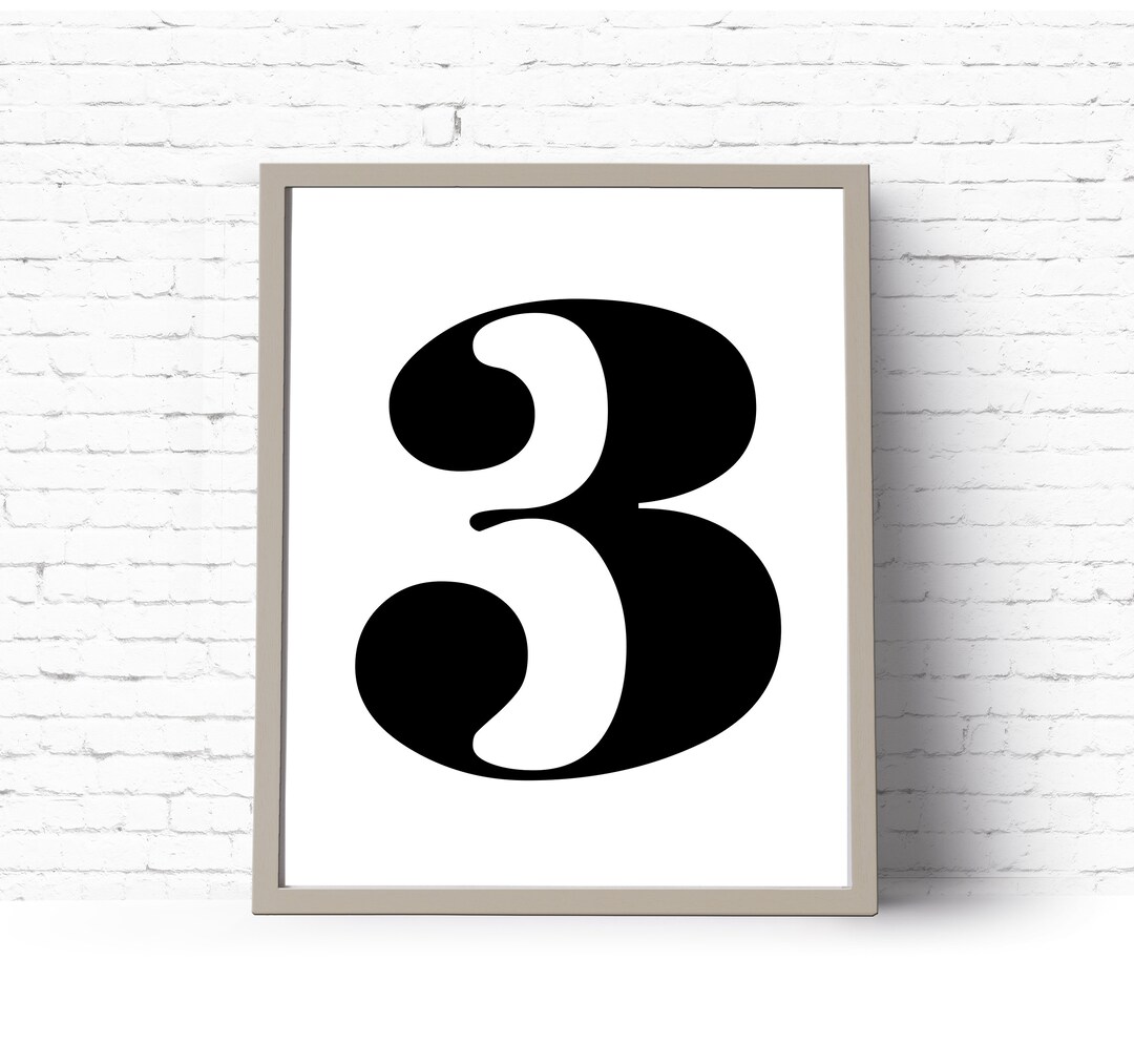 Number 3 Print // Instant Download Printable Art // Typography Print ...