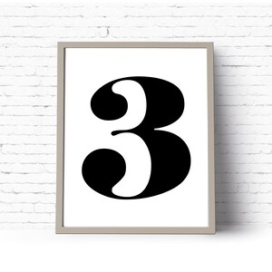 Number 3 Print // Instant Download Printable Art // Typography Print ...