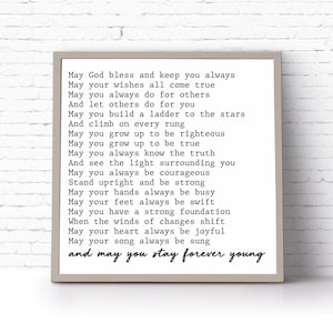 Instant Download Printable Art // May You Stay Forever Young // Bob ...