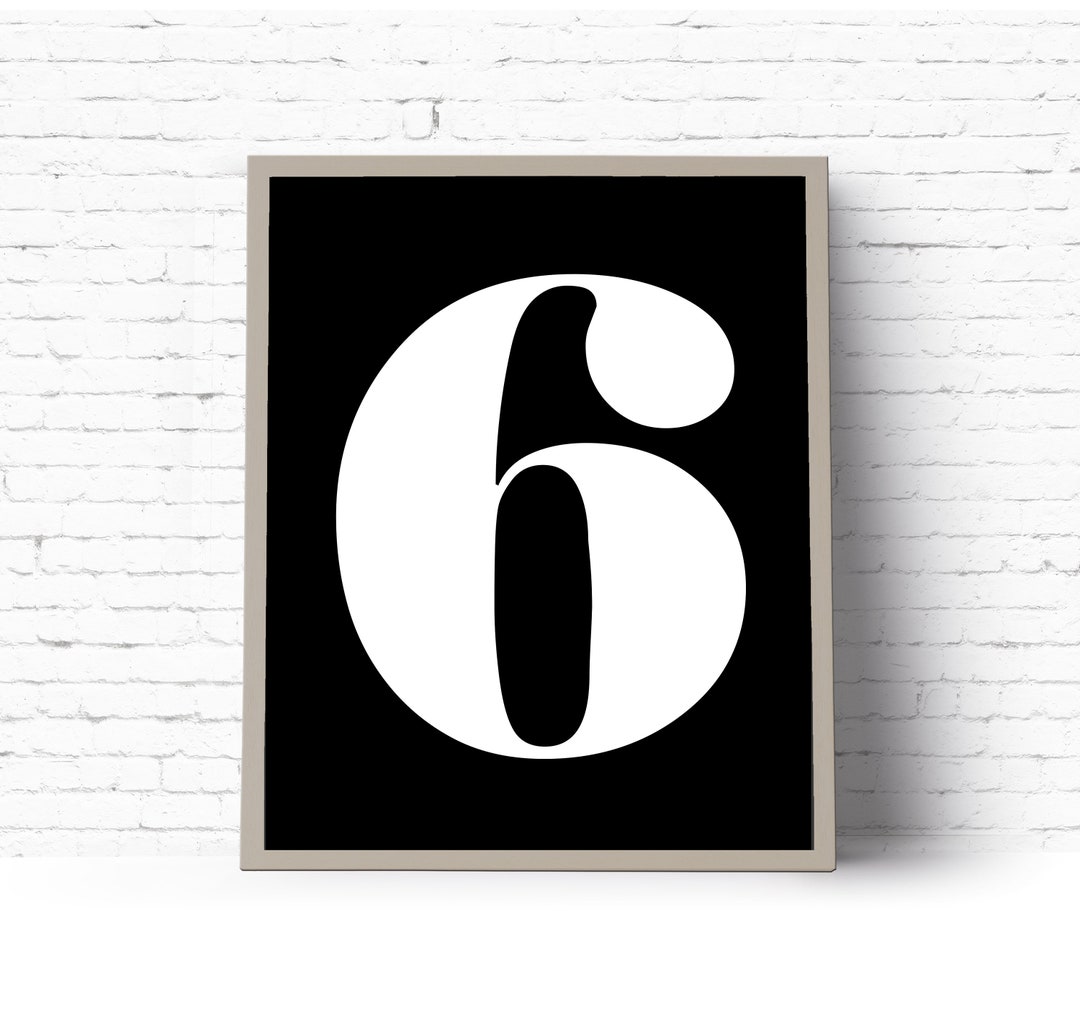 Number 6 Print // Instant Download Printable Art // Typography Print ...