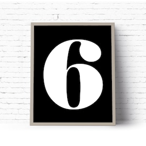Number 6 Print // Instant Download Printable Art // Typography Print ...