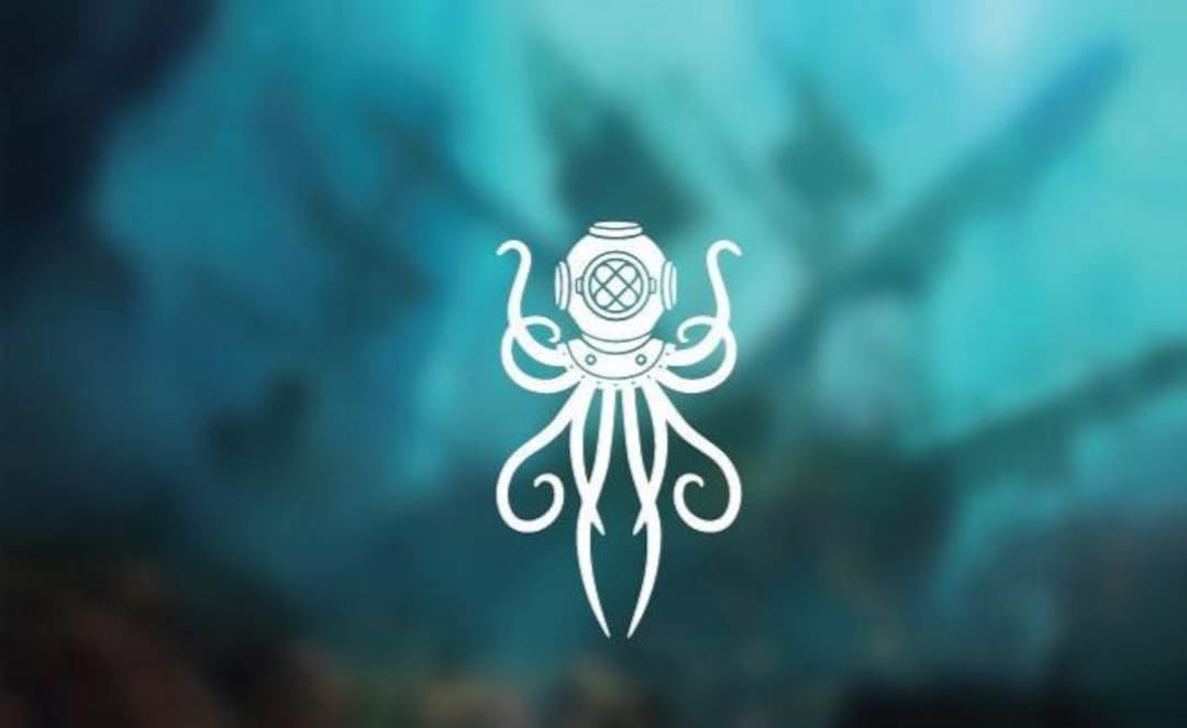 Squid Diver Decal | Deep Sea Design, Laptop Sticker - Etsy