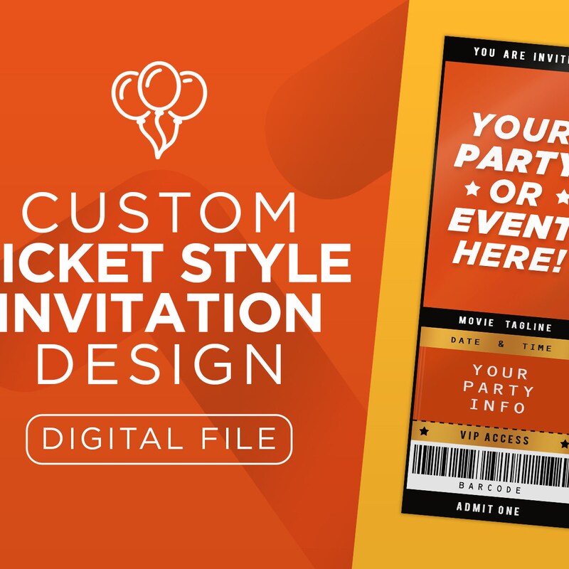 Ticket Style Invite - Etsy