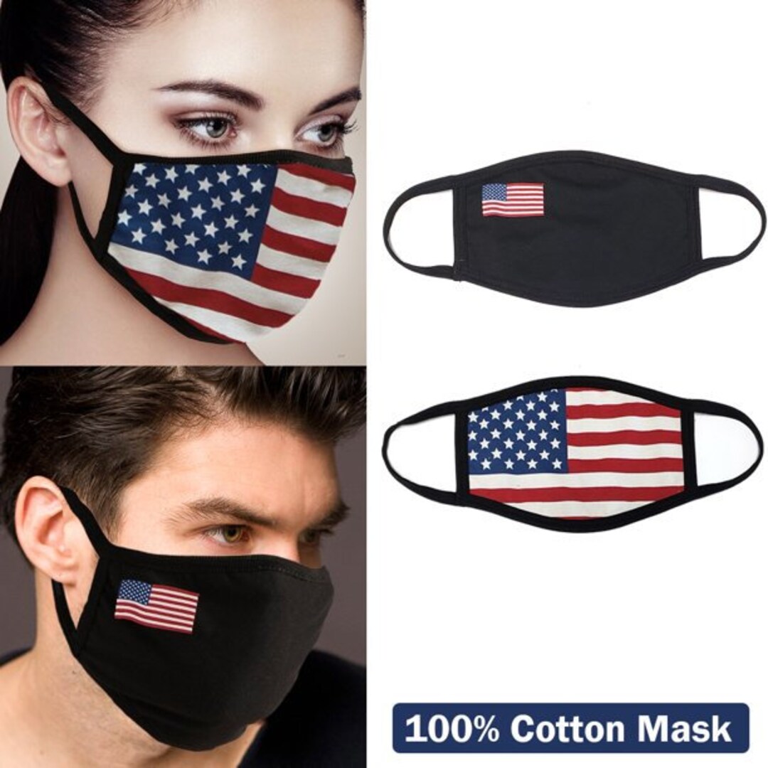 American Flag Black Face Mask, Face Covering, Blank Face Masks, High ...