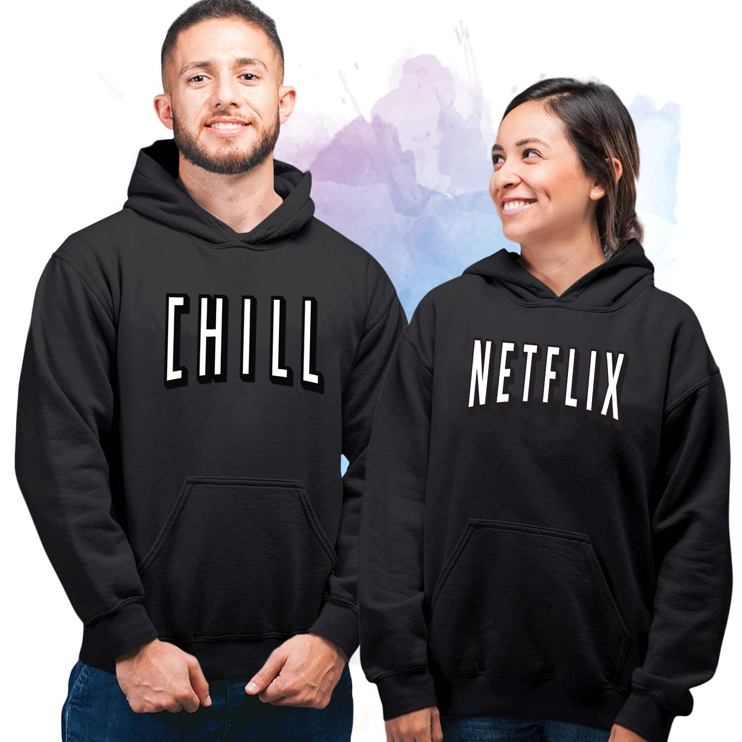 Netflix and Chill Red Colorful Couple Hoodie Sweatshirt Funny | Etsy