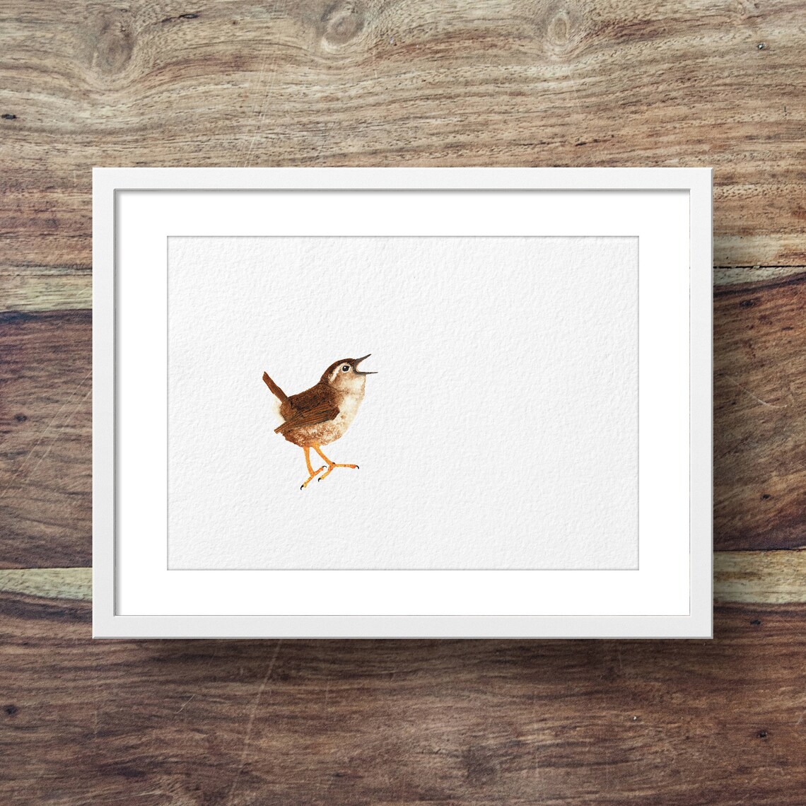 Chirping Wren wren print cute wren wren art | Etsy