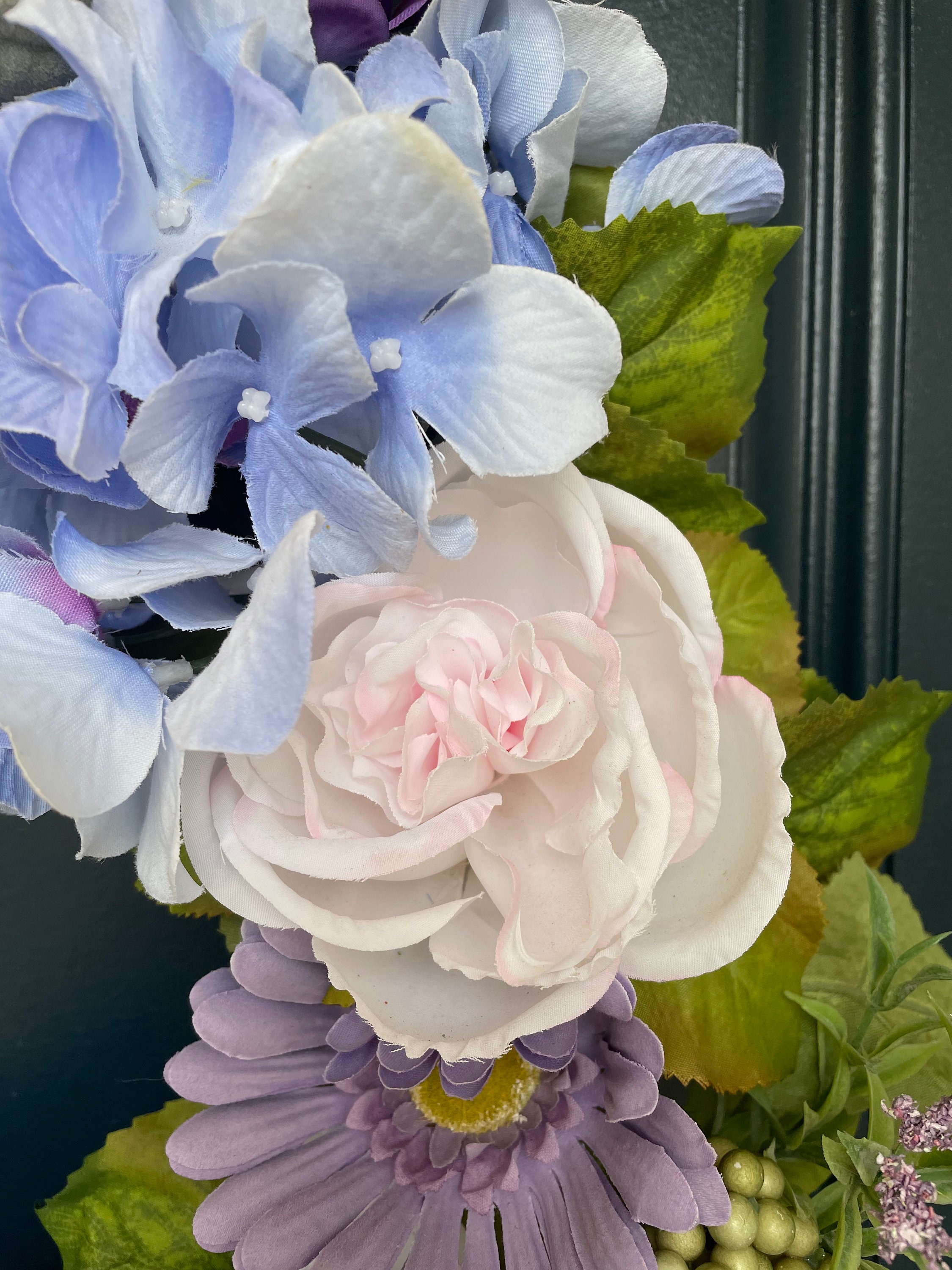 Blue Spring Wreath, Blue Hydrangea Wreath, Blue Wreath Large, Hydrangea ...