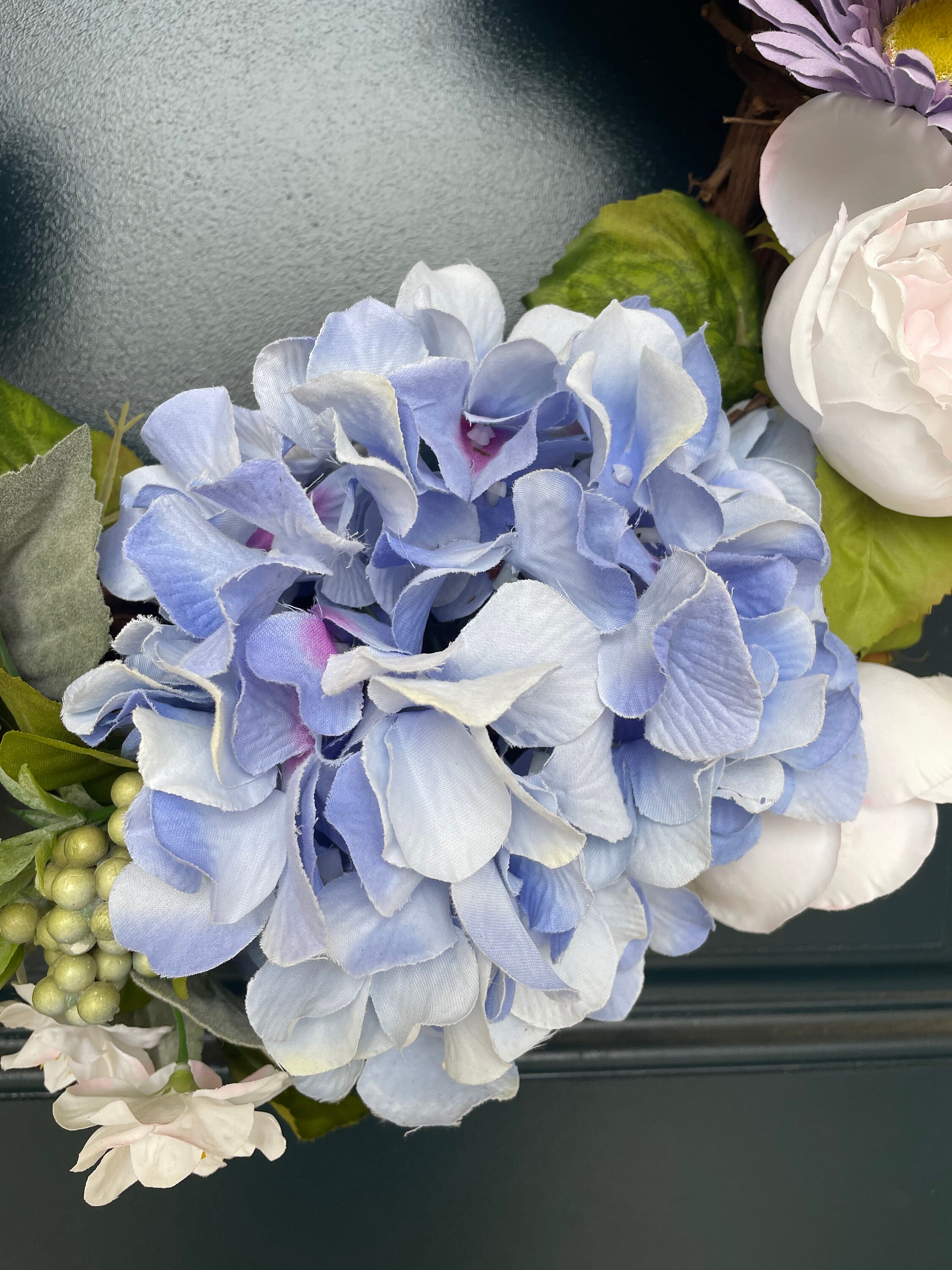 Blue Spring Wreath, Blue Hydrangea Wreath, Blue Wreath Large, Hydrangea ...