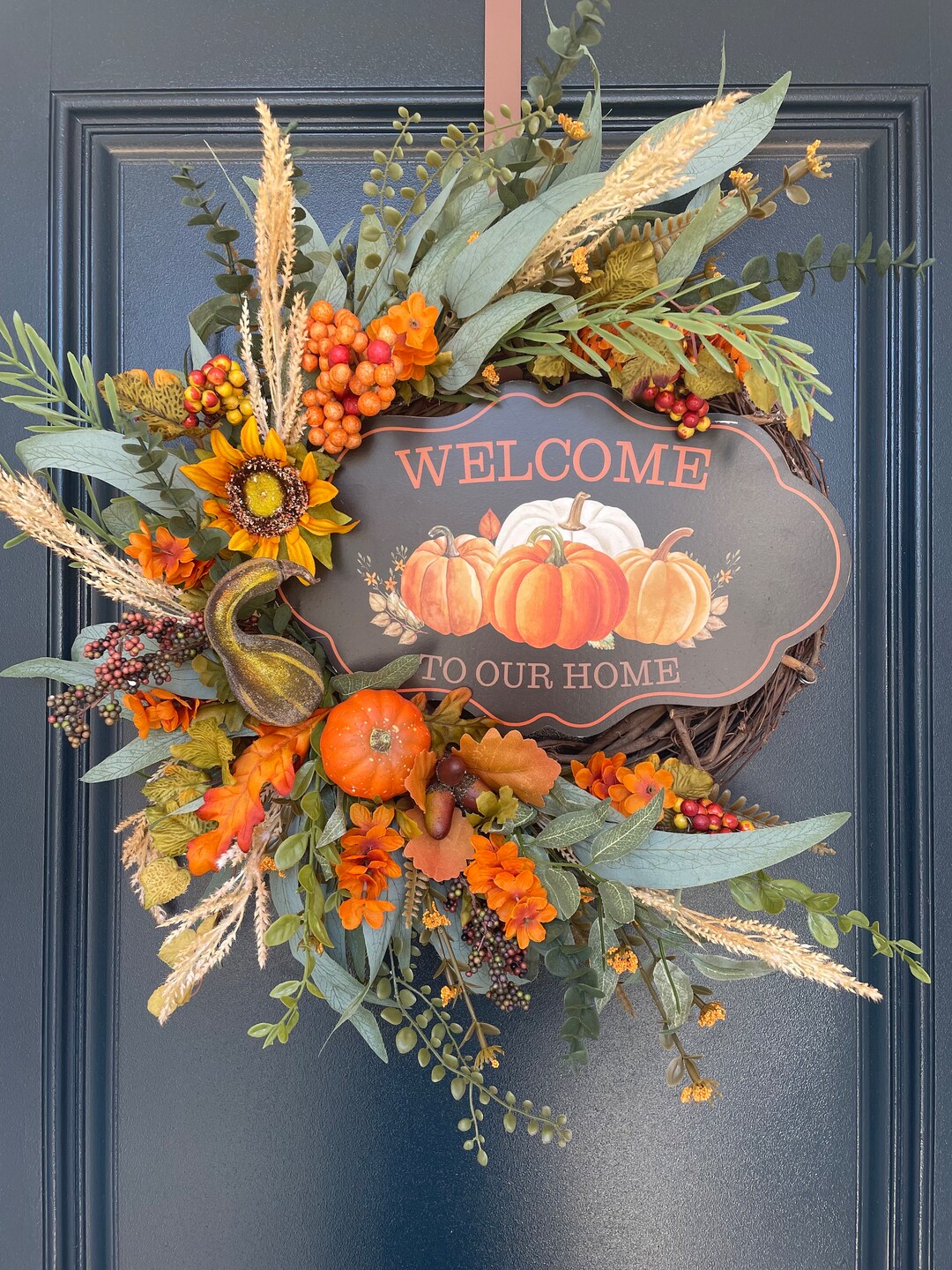 23” Boho Style Wreath | Chrysanthemum Floral | Autumn Season | Silk ...