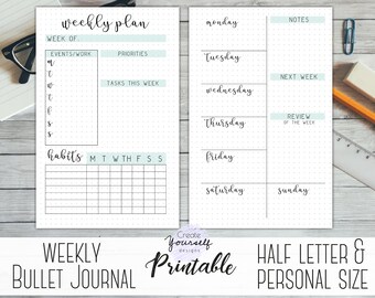 Weekly Journal Printable Journal Pages, Weekly Planner, Planner Insert ...