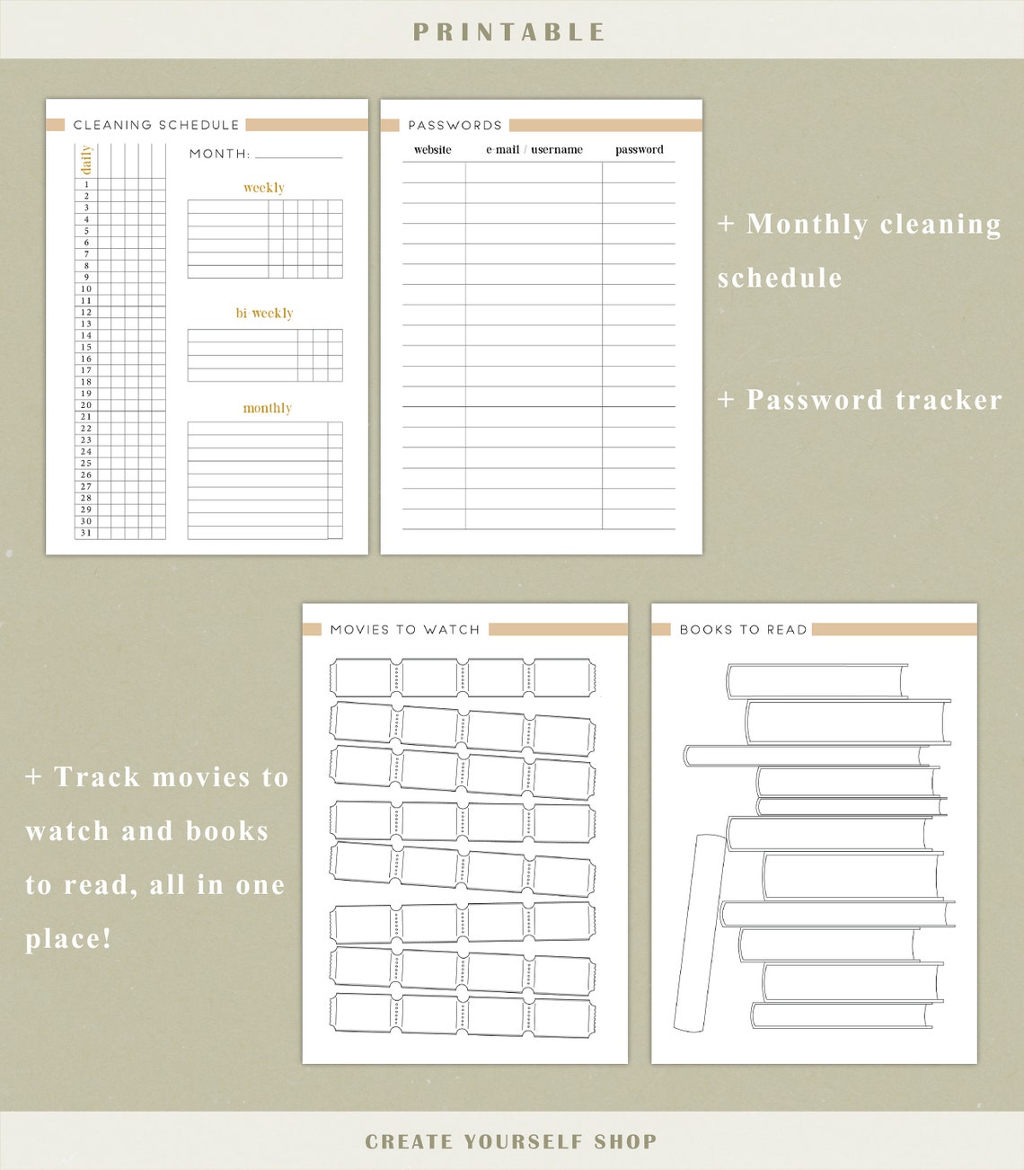 Tracker Bundle Printable Planner Insert, Tracker Set, Journal, Starter ...