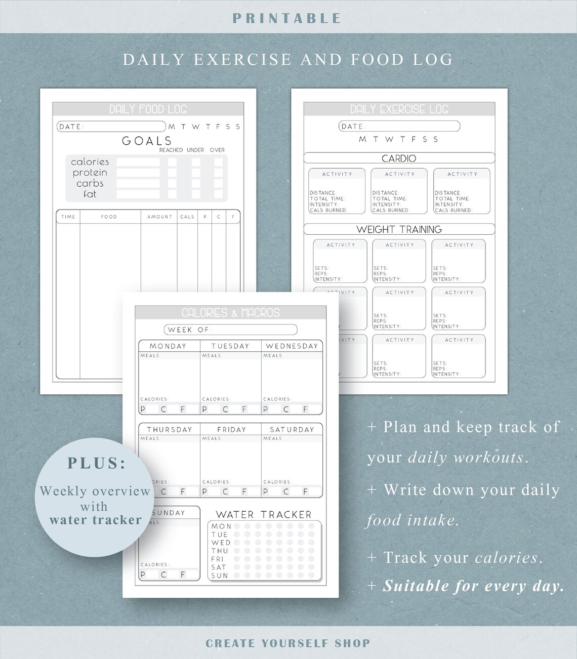 Fitness Planner Printable Fitness Goal Planner, Fitness Journal ...