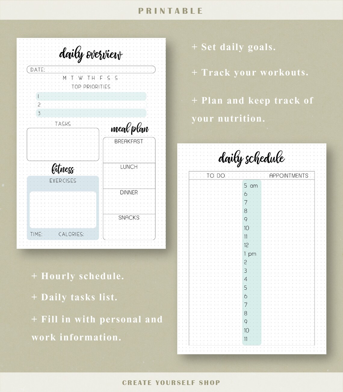 Printable Daily Journal - Daily Log, Daily Planner, Planner Insert ...