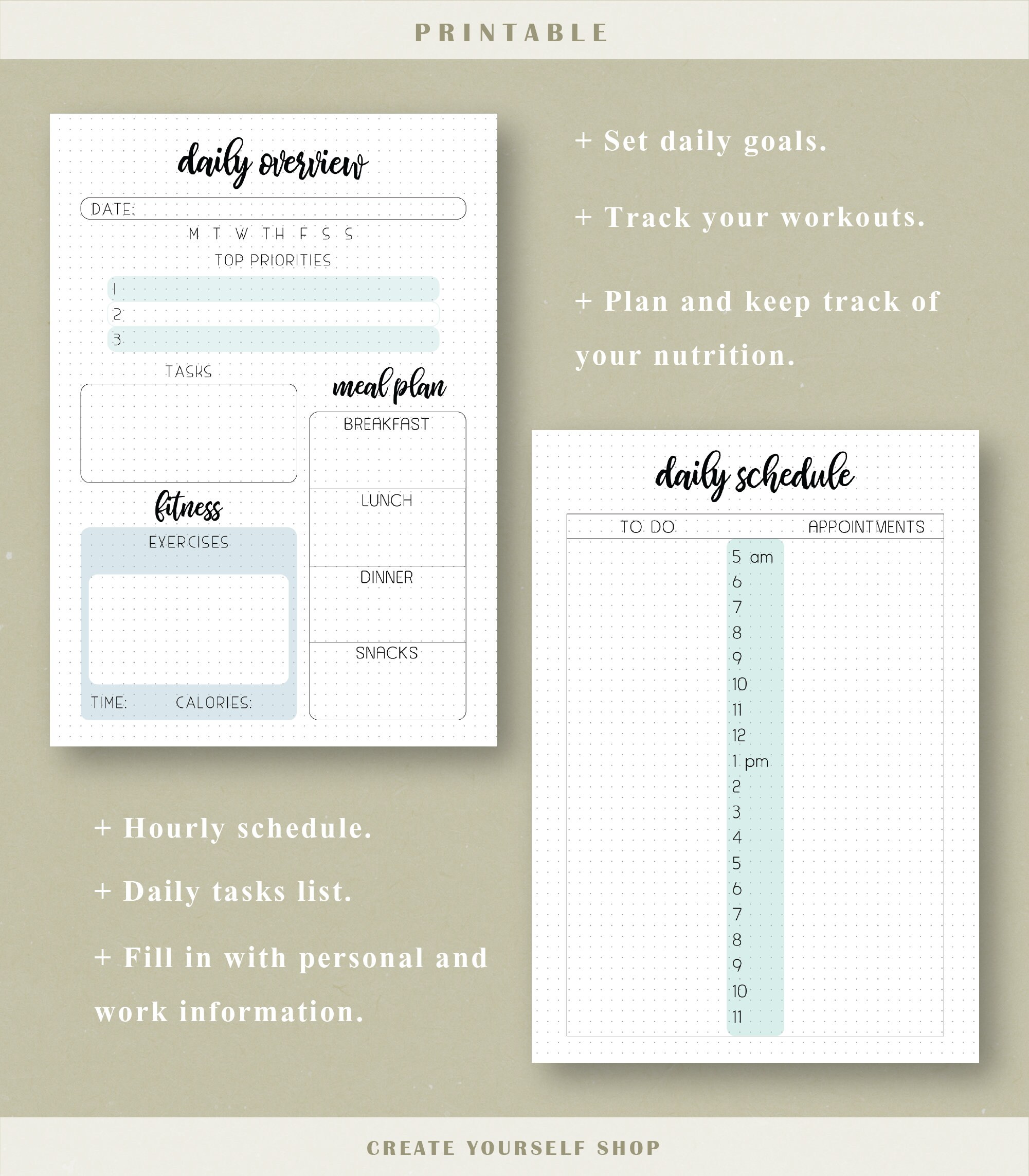 Printable Daily Journal - Daily Log, Daily Planner, Planner Insert ...