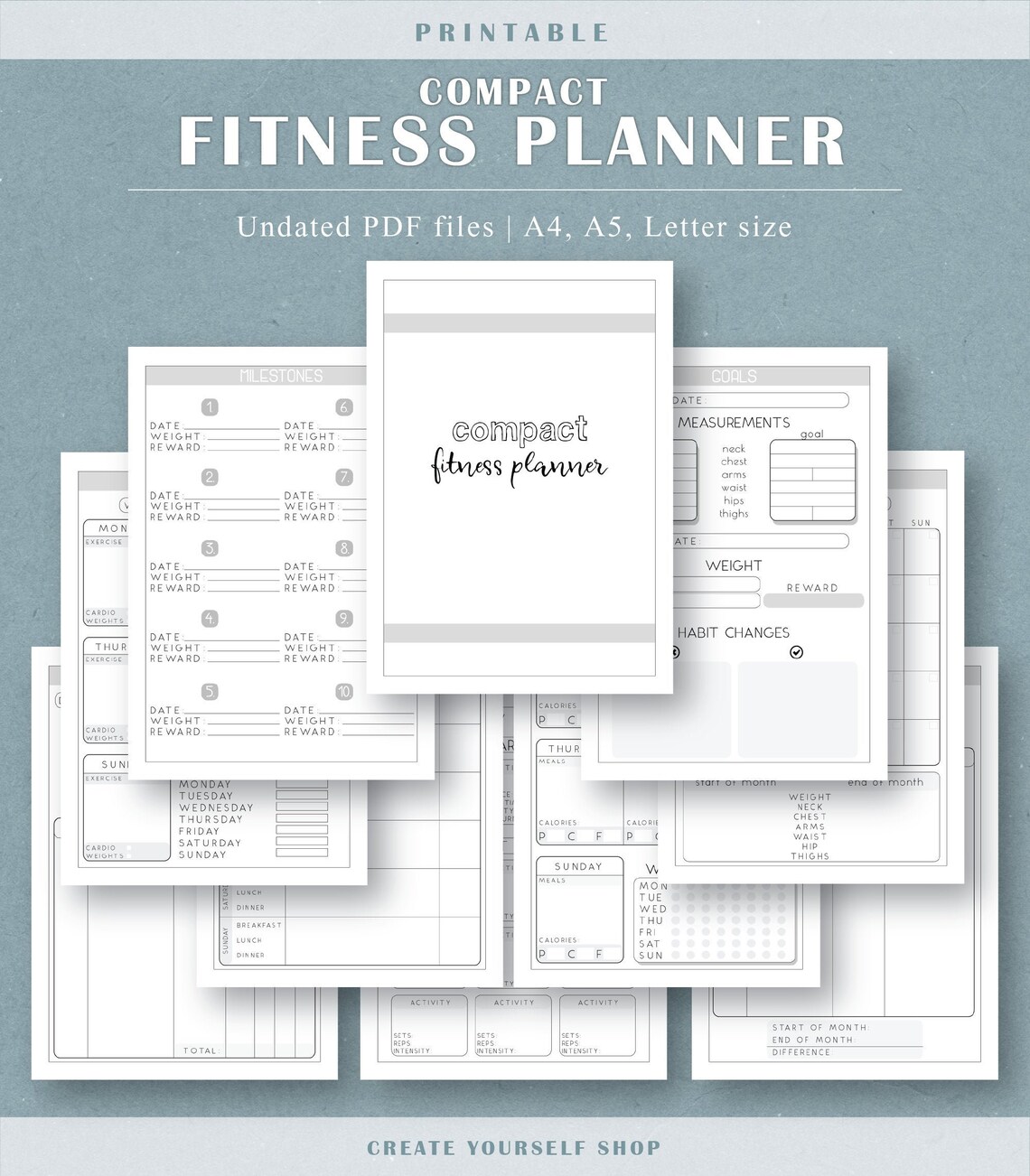 Fitness Planner Printable Fitness Goal Planner, Fitness Journal ...