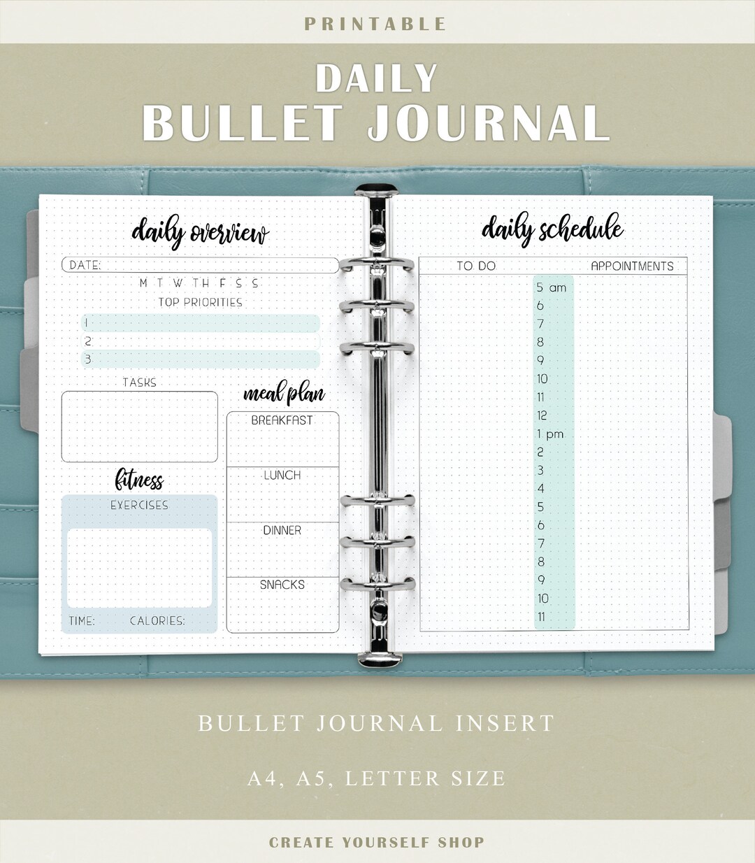 Printable Daily Journal - Daily Log, Daily Planner, Planner Insert ...