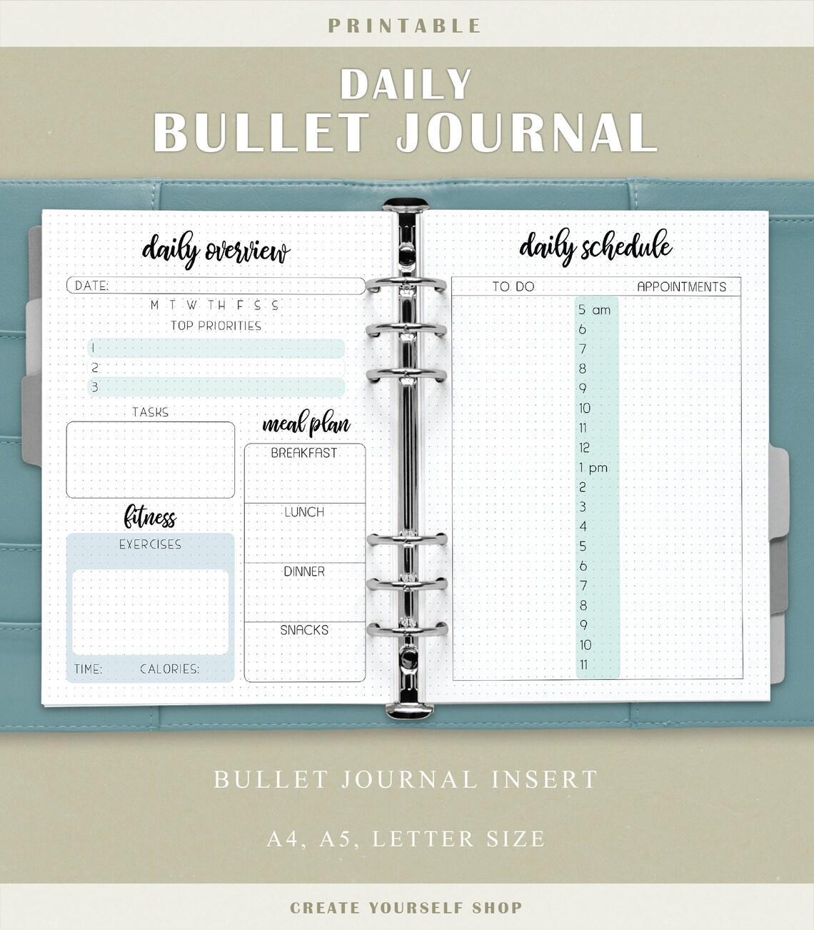 Printable Daily Journal Daily Log Daily Planner Planner - Etsy