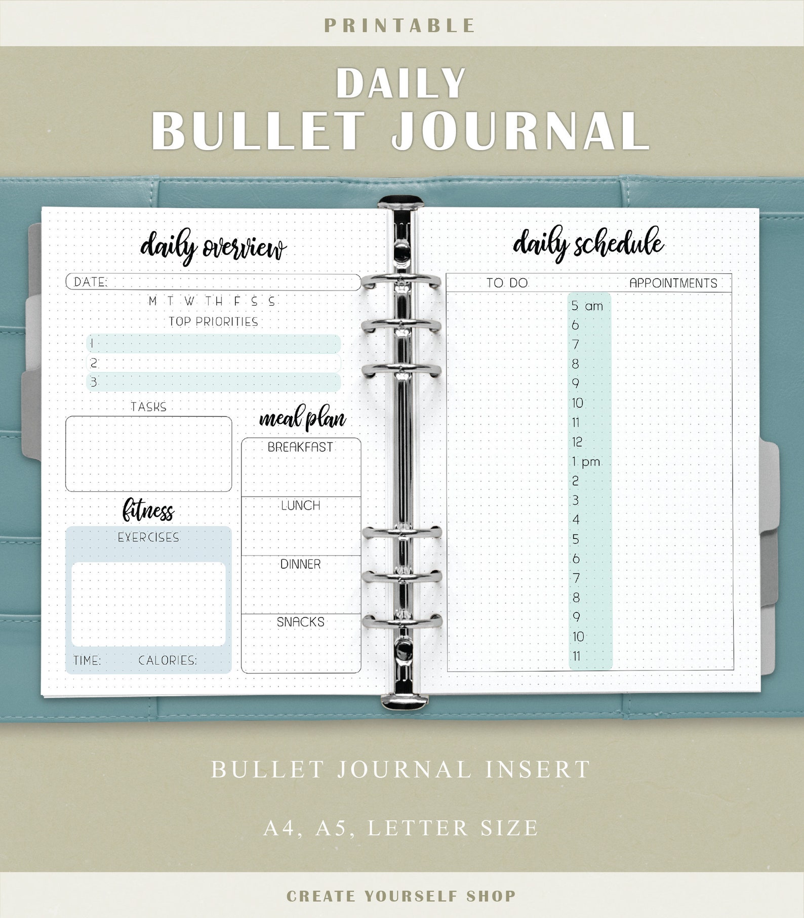 Printable Daily Journal - Daily Log, Daily Planner, Planner Insert ...