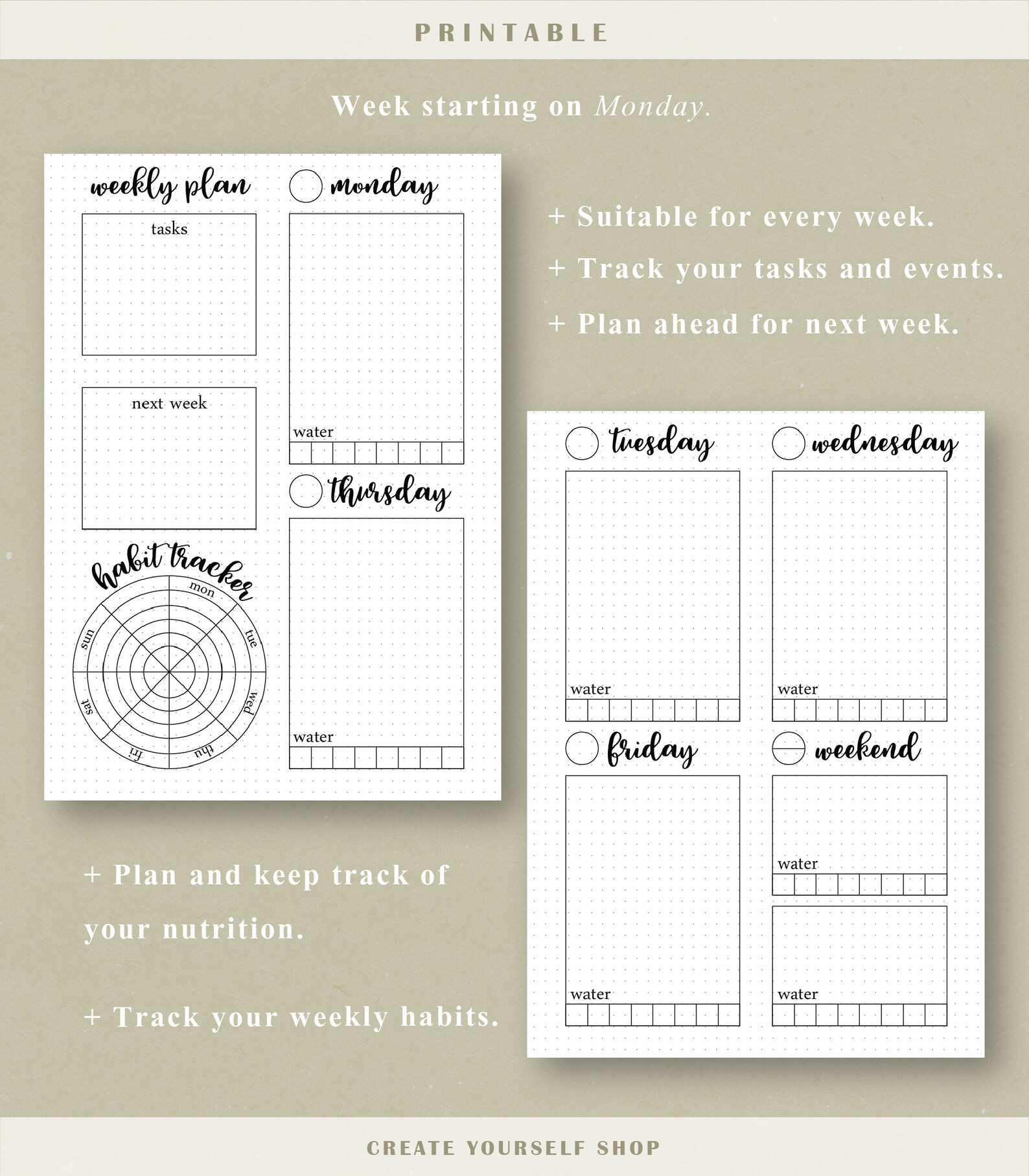 Weekly Journal Printable - Planner Insert, Printable Planner, Planner ...