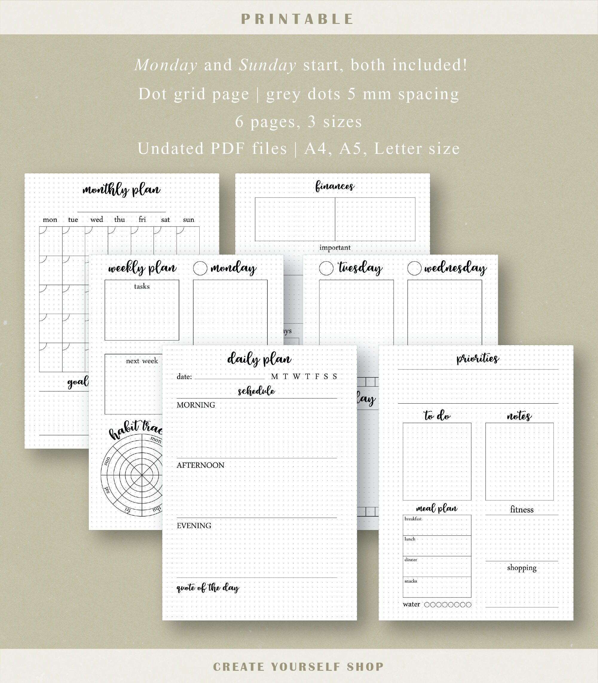 Printable Journal Starter Kit Weekly Planner Daily Planner - Etsy