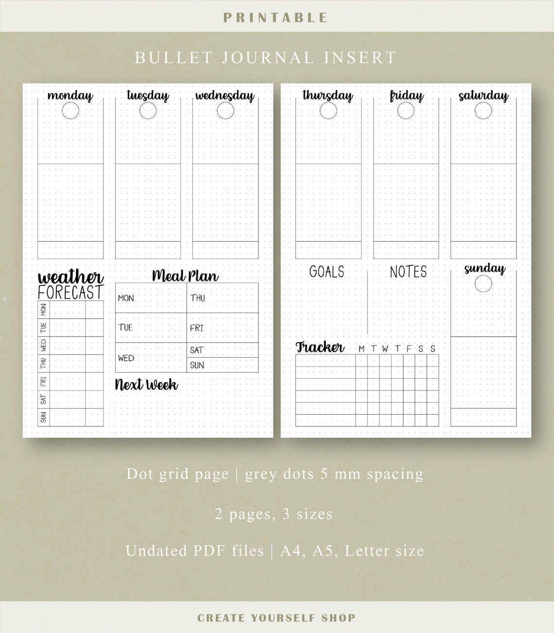Weekly Journal Printable - Journal Pages, Weekly Planner, Printable ...