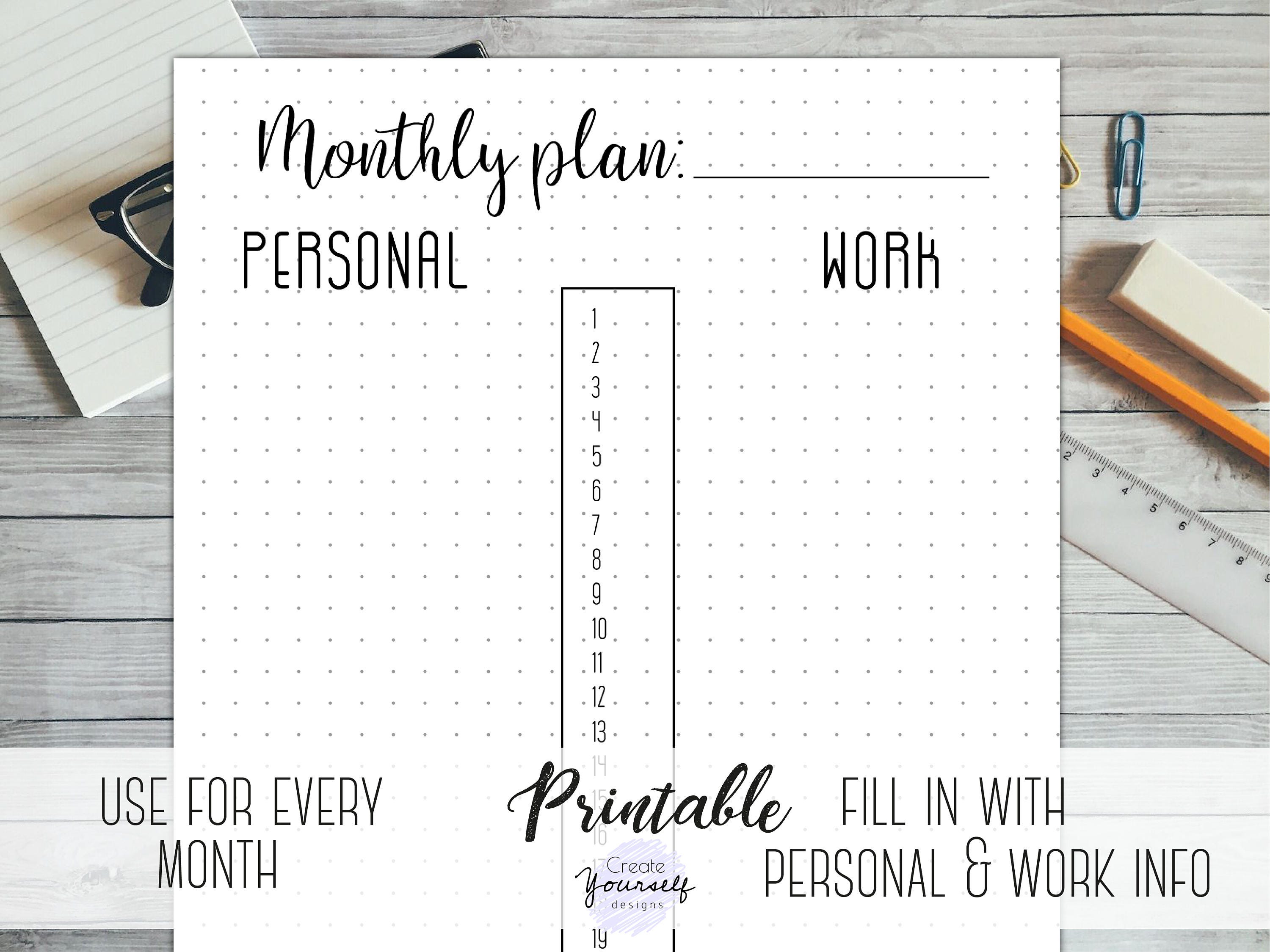 Monthly Journal Printable Journal Insert, Monthly Planner, Monthly Log ...
