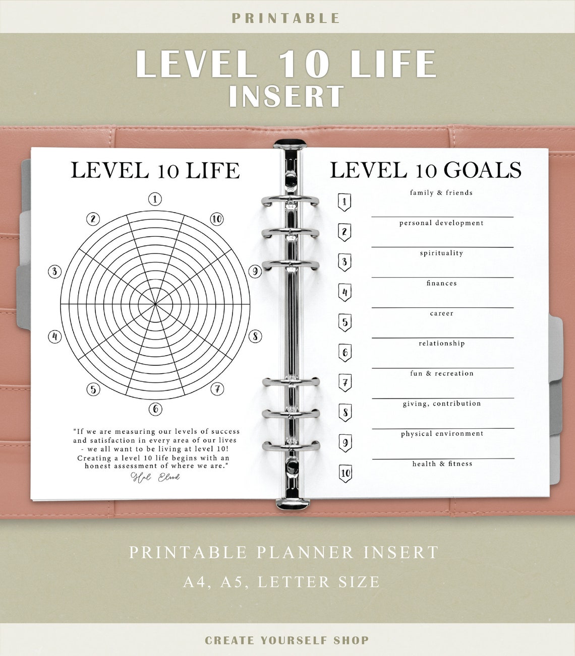 Journal Printable - Level 10 Life Planner, Level 10 Life Planner Insert ...