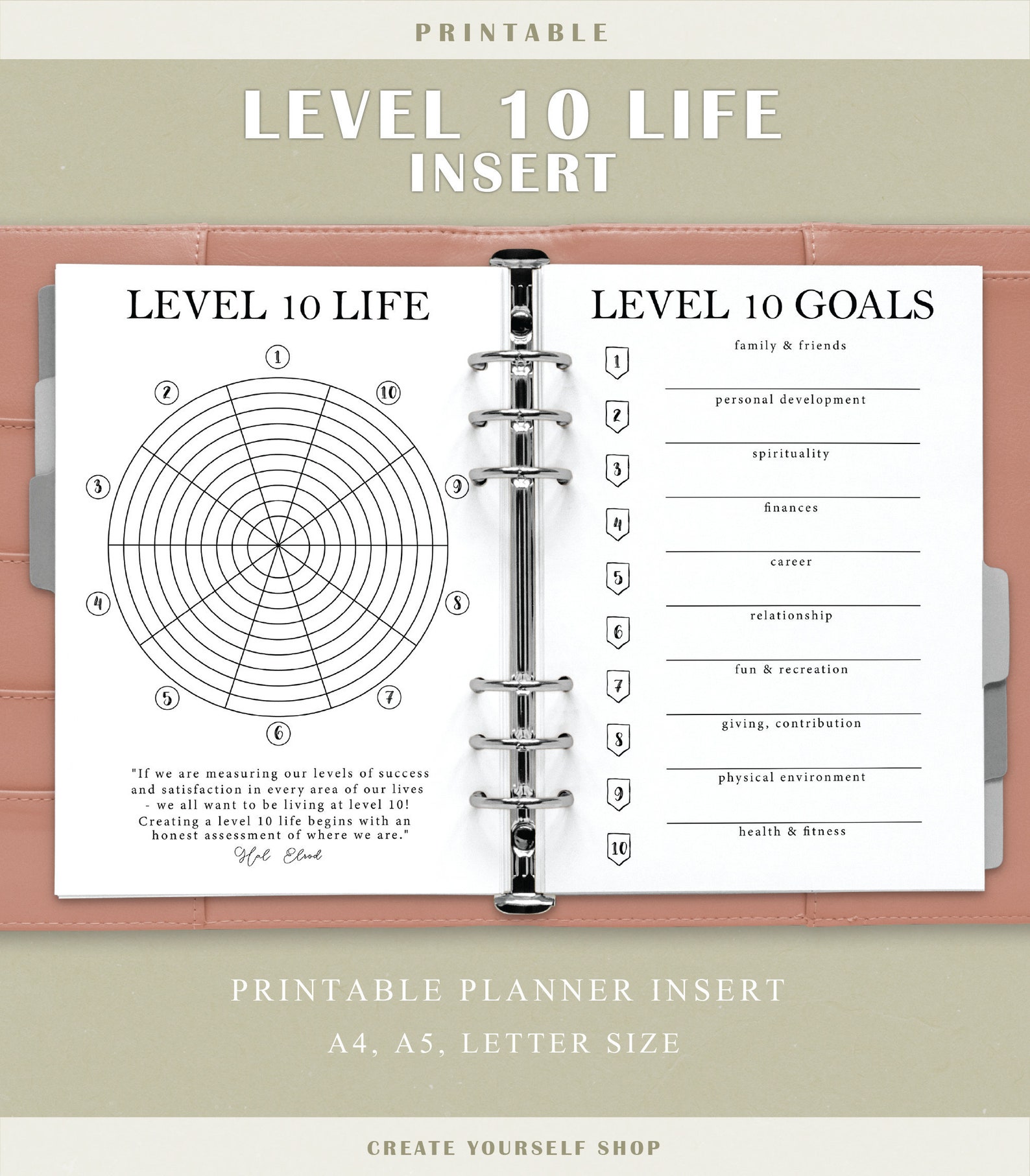 Journal Printable - Level 10 Life Planner, Level 10 Life Planner Insert ...