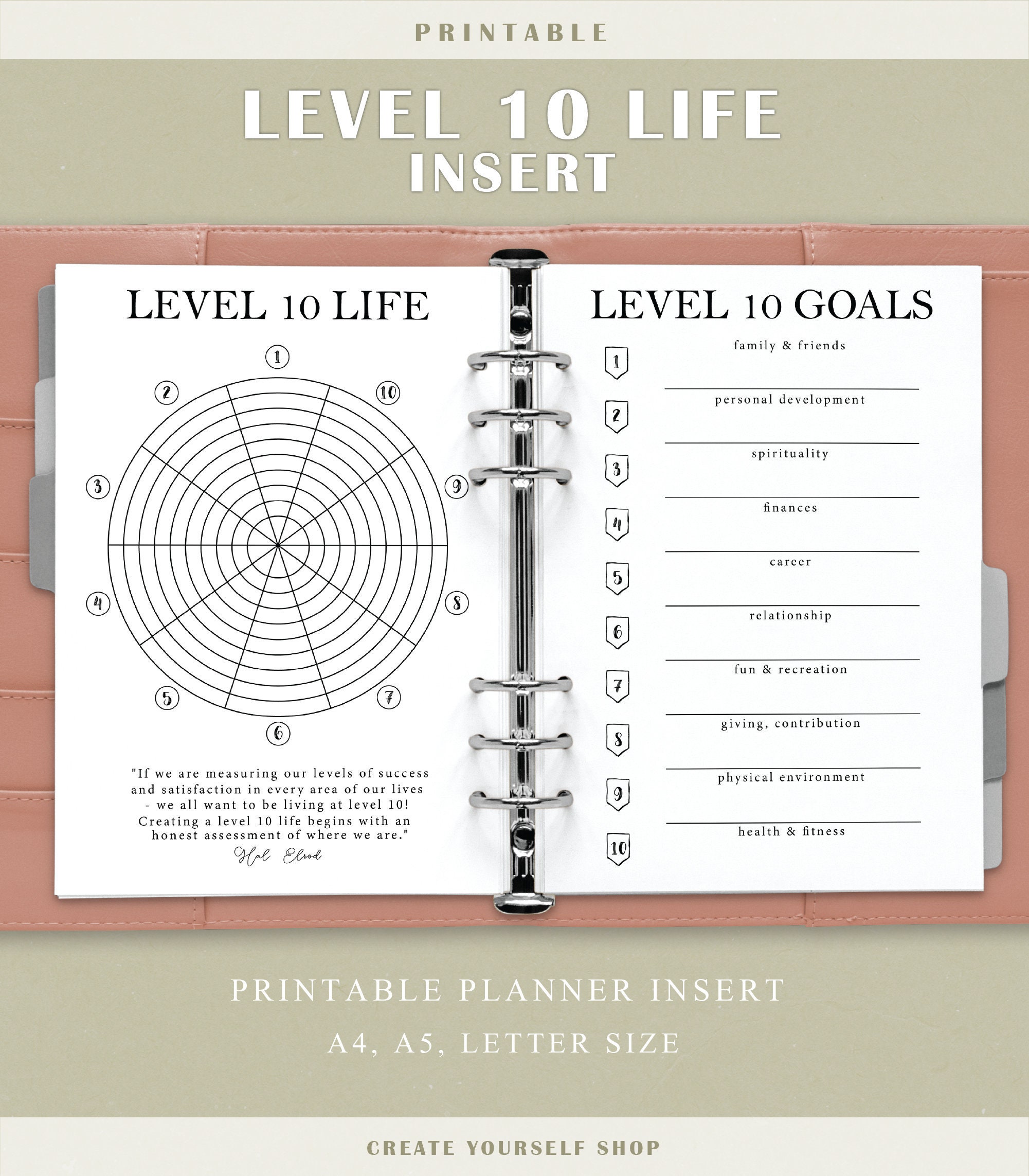 Journal Printable - Level 10 Life Planner, Level 10 Life Planner Insert ...