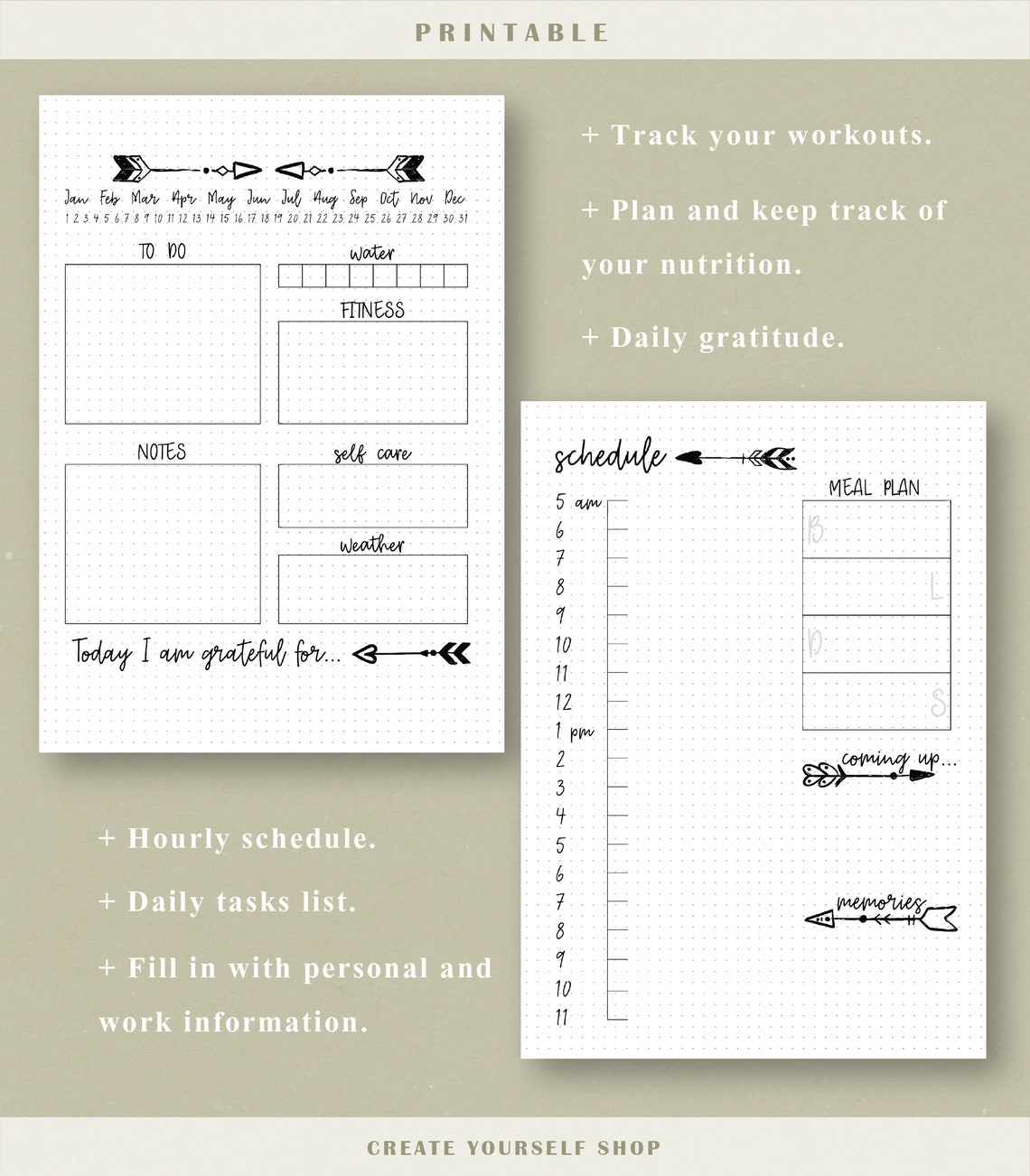 Journal Daily Printable Daily Planner Journal Insert Daily - Etsy
