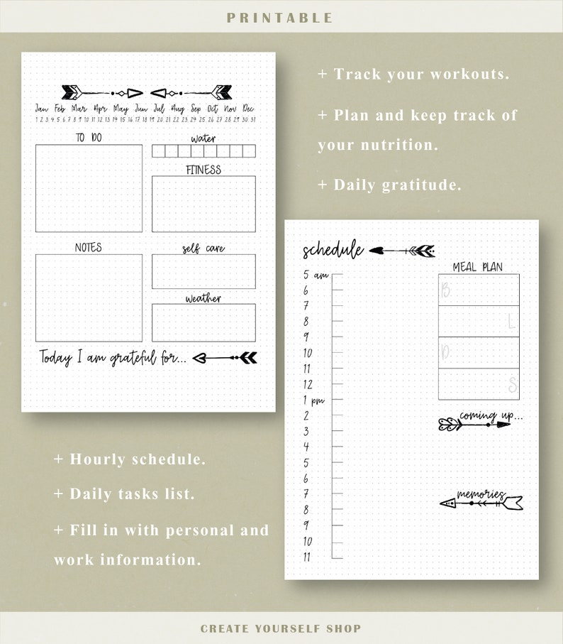 Journal Daily Printable Daily Planner Journal Insert Daily - Etsy