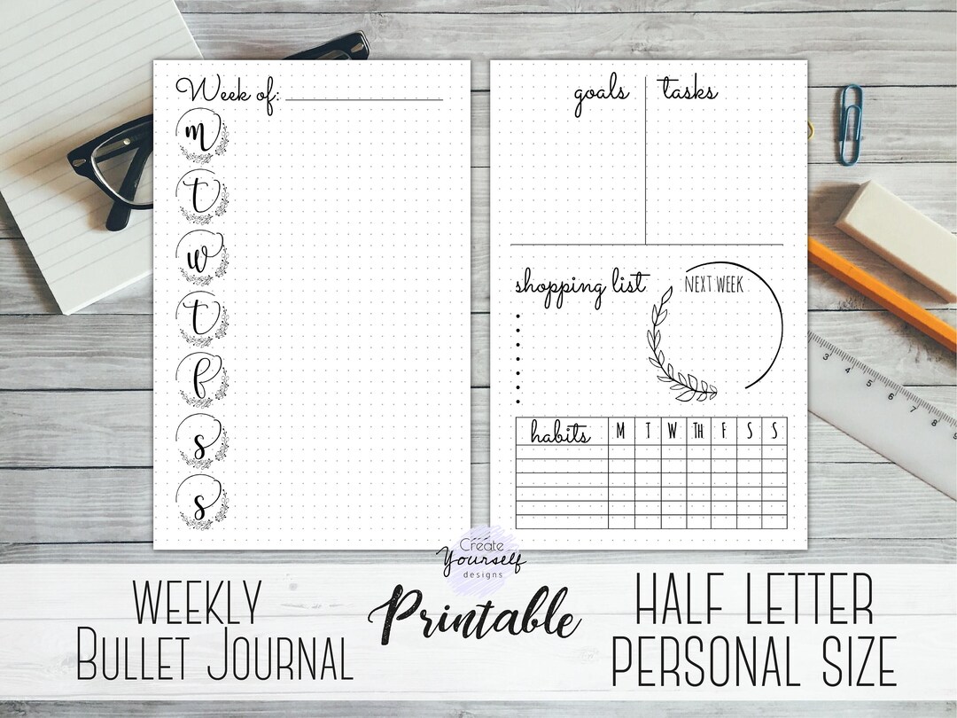 Weekly Journal Printable - Planner Insert, Monthly Log, Printable ...