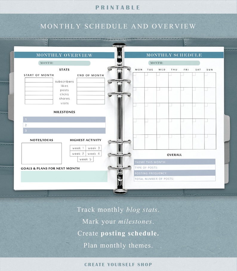 Blog Planner Printable - Social Media Tracker, Blog Post Planner ...