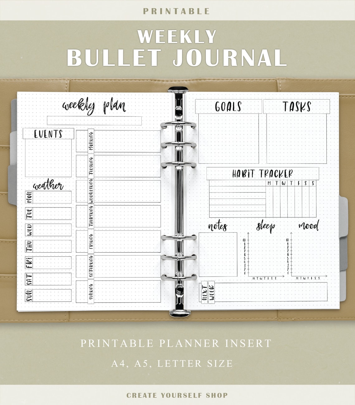 Weekly Journal Printable Journal Pages, Weekly Planner, Planner Insert ...