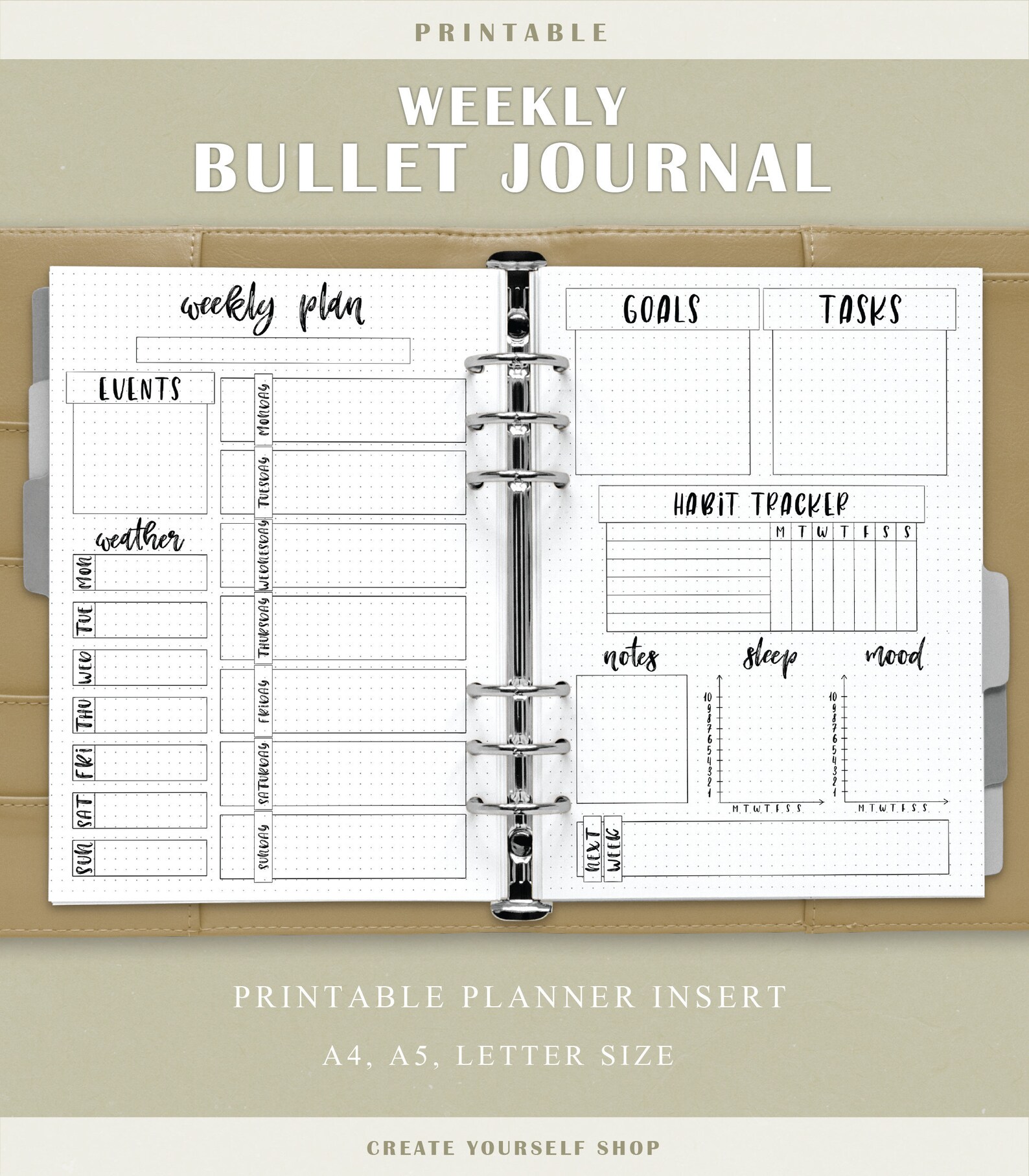Weekly Journal Printable Journal Pages, Weekly Planner, Planner Insert ...