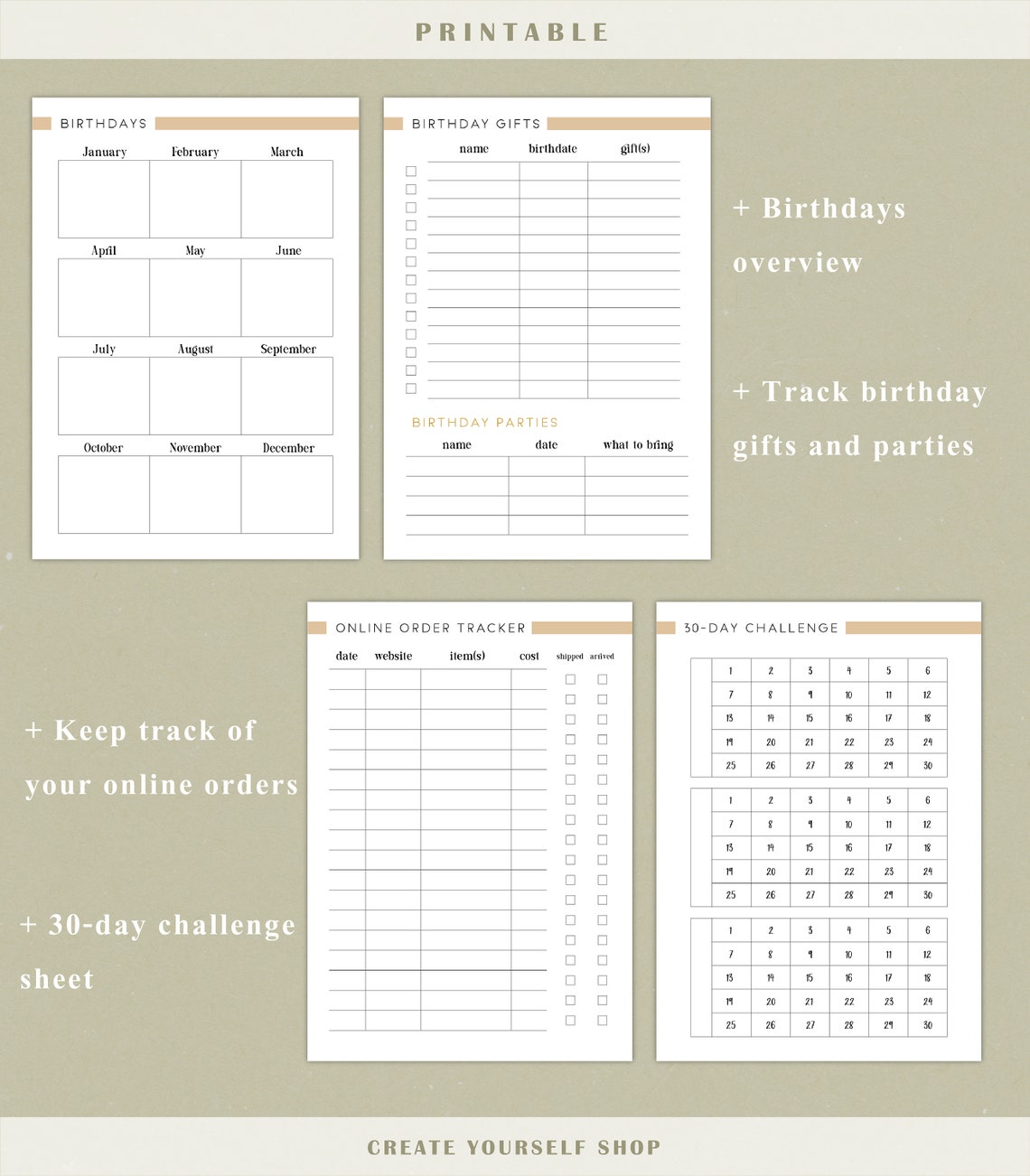 Tracker Bundle Printable Planner Insert, Tracker Set, Journal, Starter ...