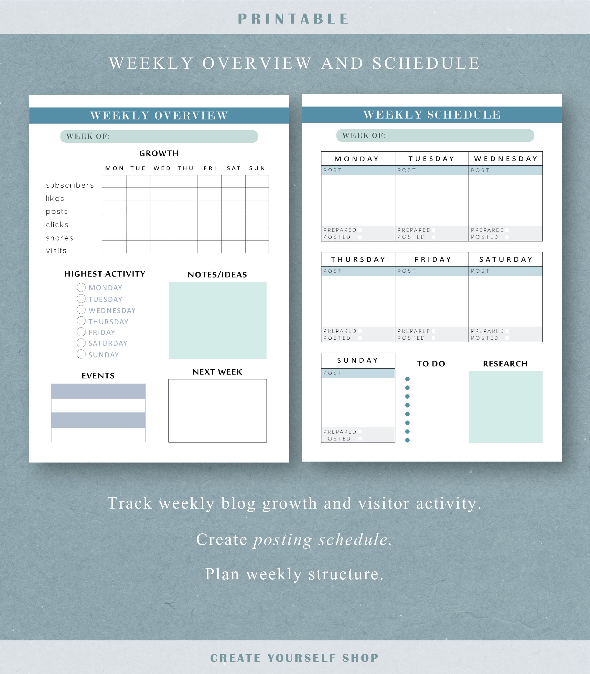 Blog Planner Printable - Social Media Tracker, Blog Post Planner ...