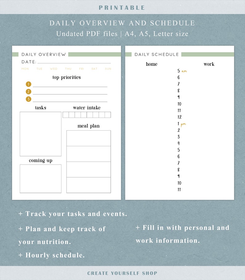 Productivity Planner Printable Daily Life Planner, Monthly Weekly Daily ...