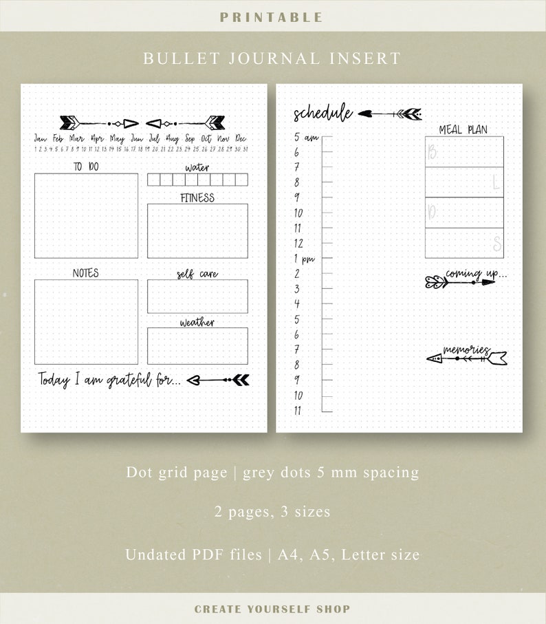 Journal Daily Printable Daily Planner Journal Insert Daily - Etsy