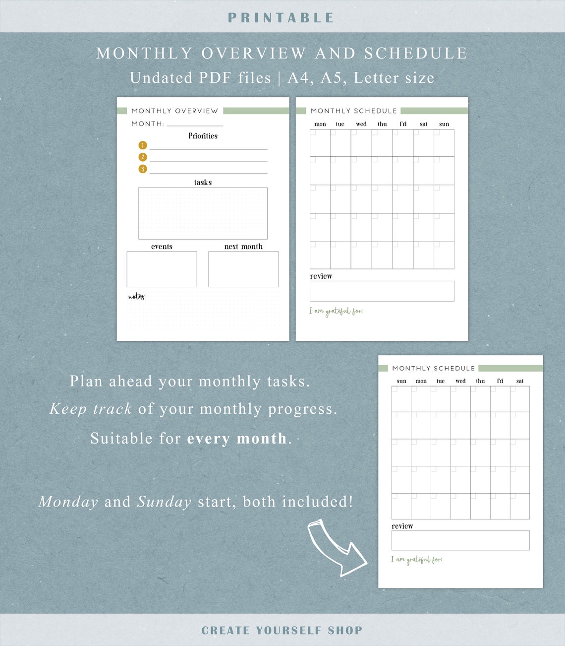 Productivity Planner Printable Daily Life Planner, Monthly Weekly Daily ...