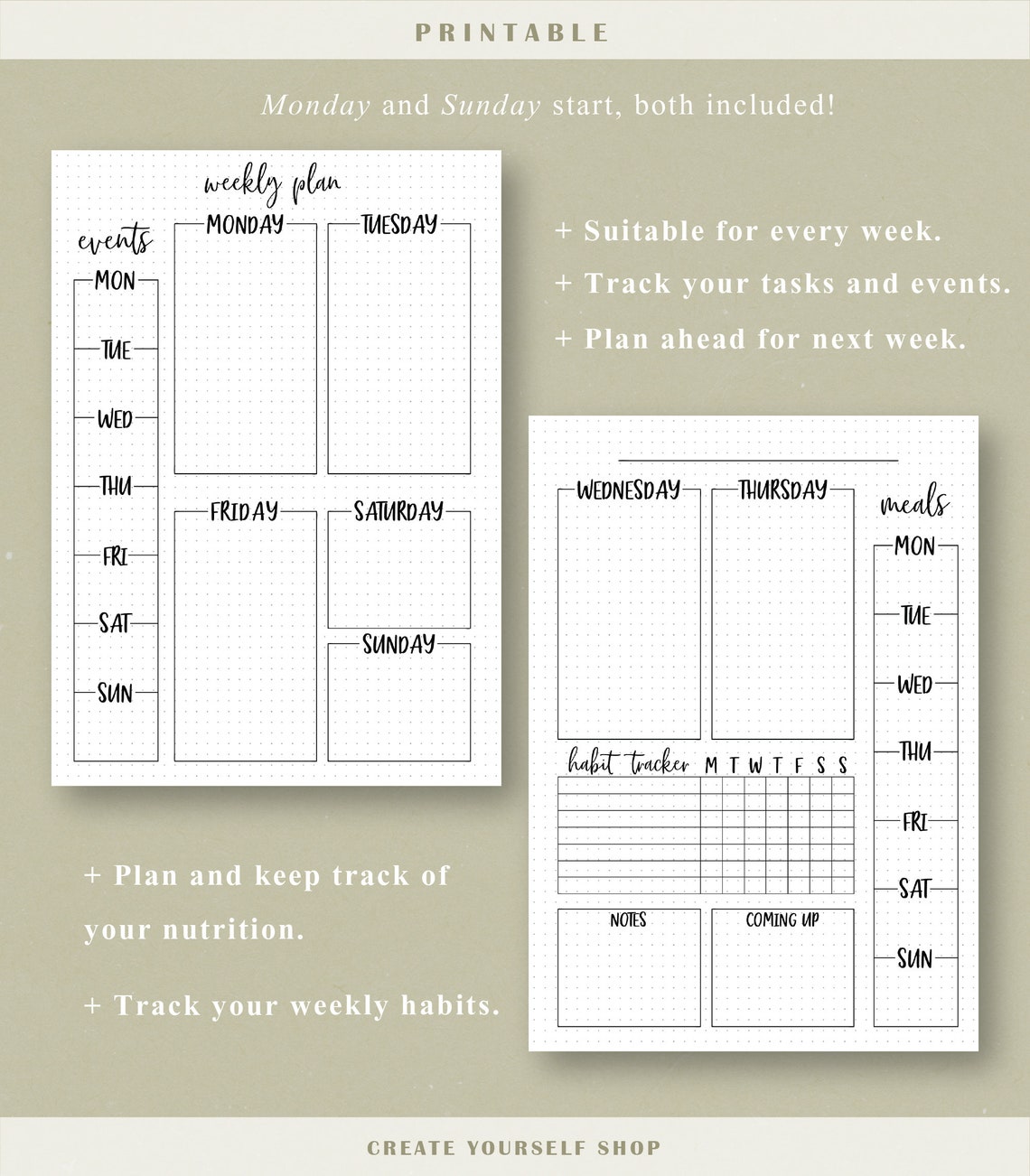 Weekly Journal Printable Journal Pages Weekly Planner - Etsy