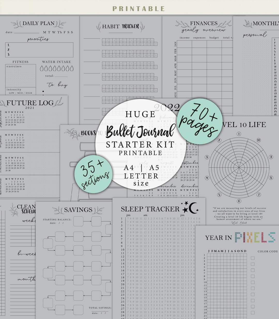 Printable Journal Starter Kit 2024 - Printable Planner Insert, Weekly ...