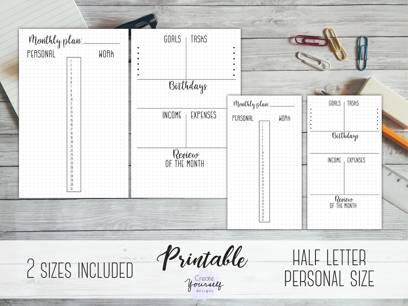 Monthly Journal Printable Journal Insert, Monthly Planner, Monthly Log ...