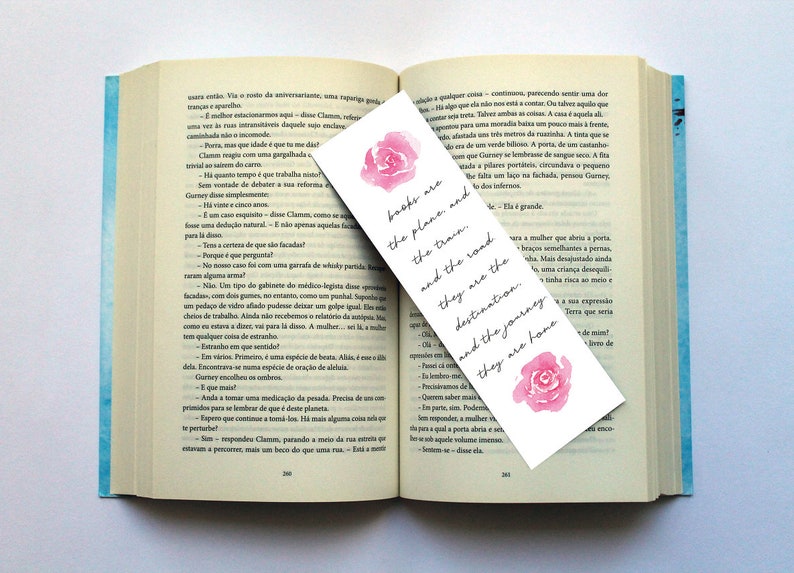 Printable Bookmark, Printable Rose Bookmark, Gift for Her, Bookmark Set ...