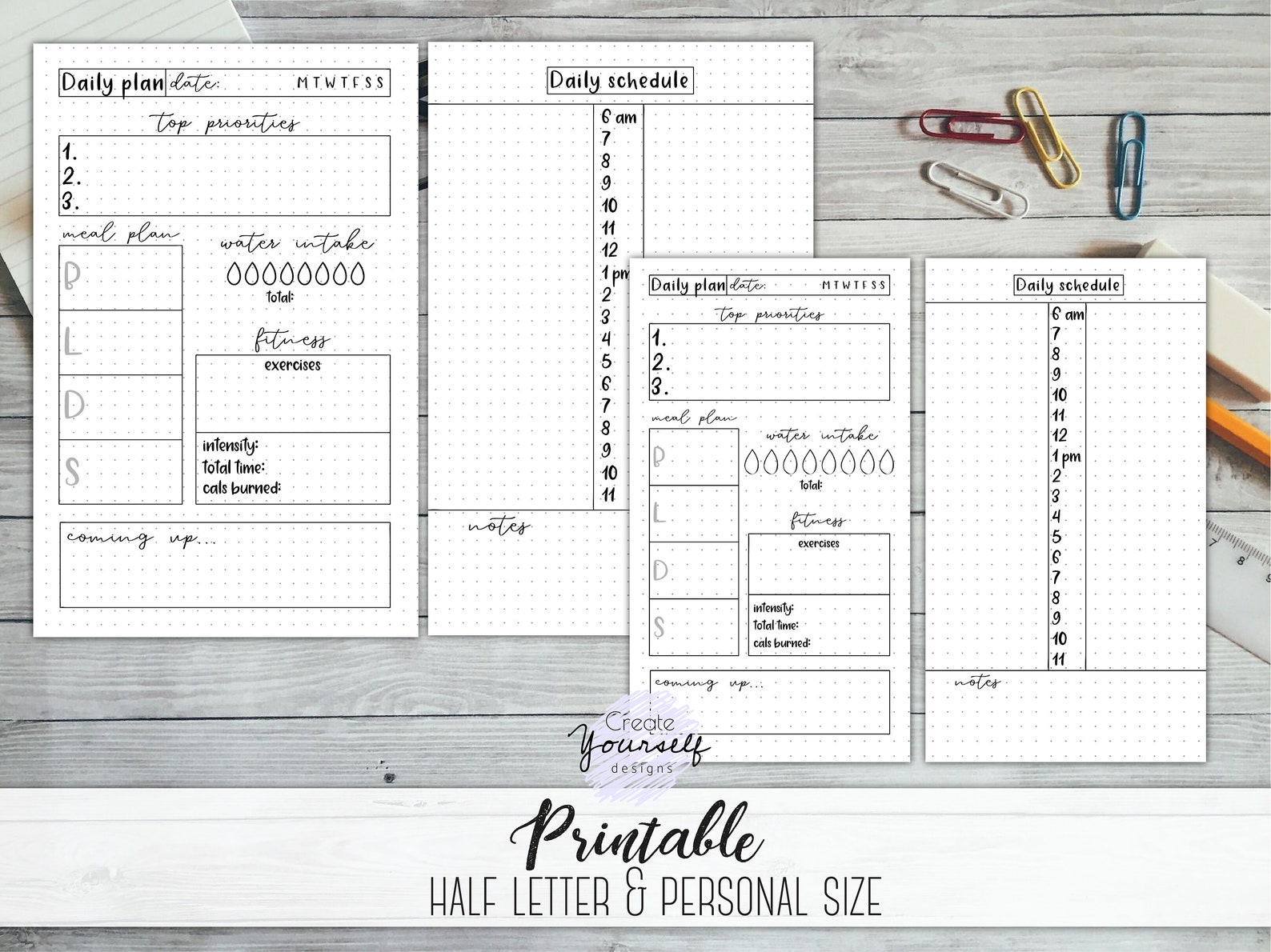 Daily Journal Printable - Daily Planner, Journal Template, Dot Grid ...