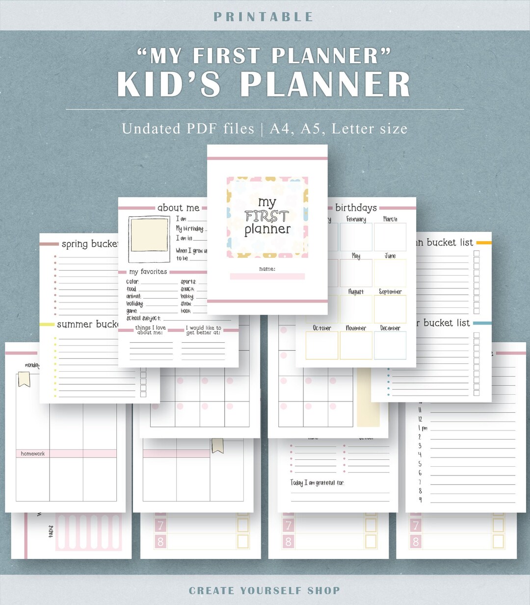 My First Planner - Printable Kids Planner, Morning Checklist, Childrens ...