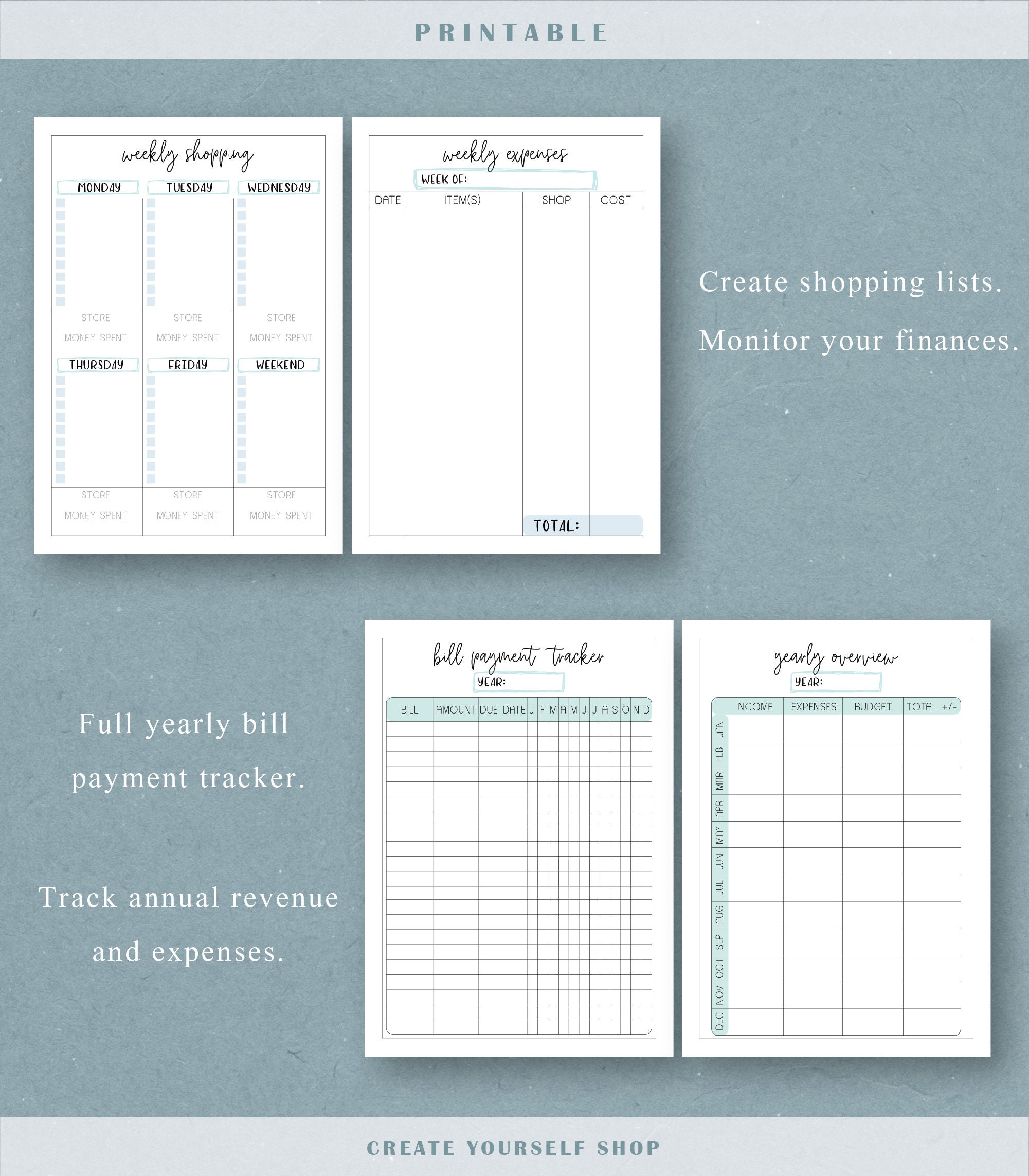 Financial Planner Printable Digital Planner, Budget Planner, Income ...