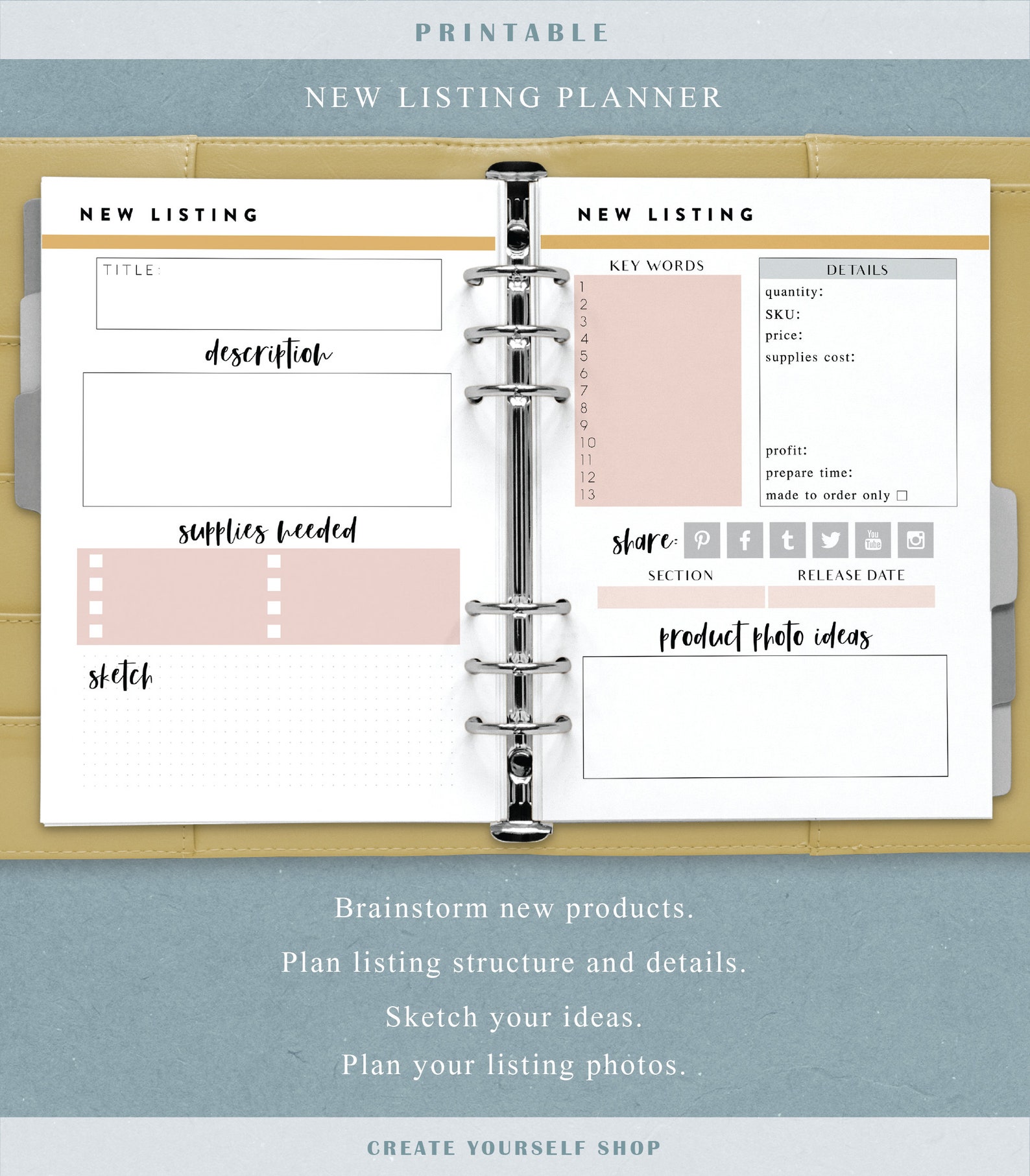 Etsy Business Planner Printable - Small Business Planner, Printable ...