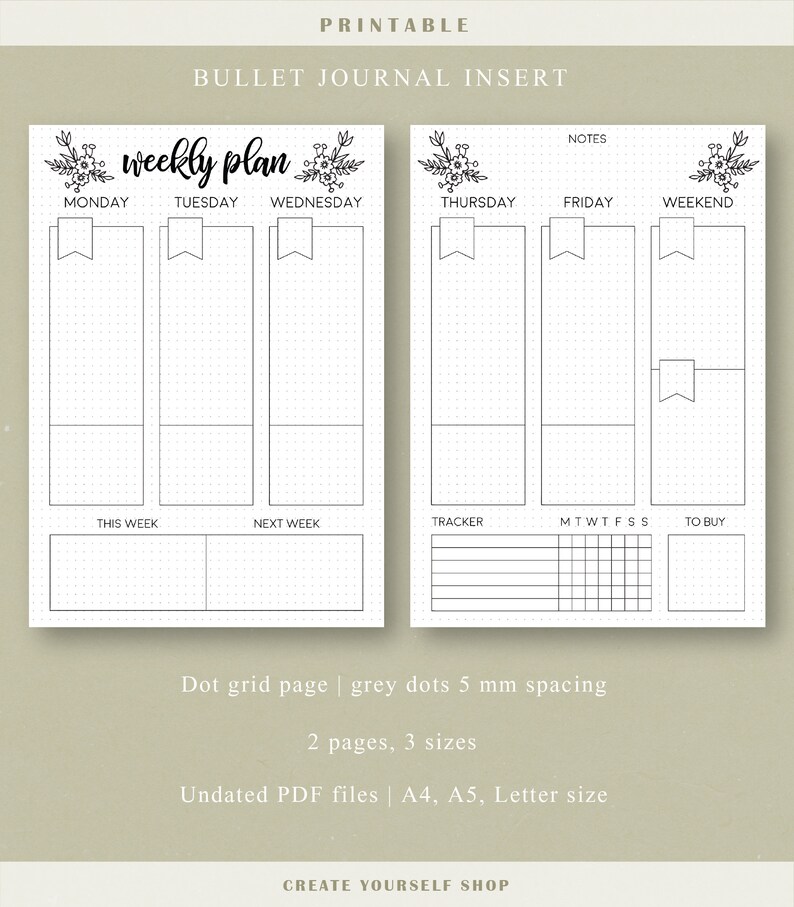 Weekly Journal Printable Journal Pages Weekly Planner - Etsy